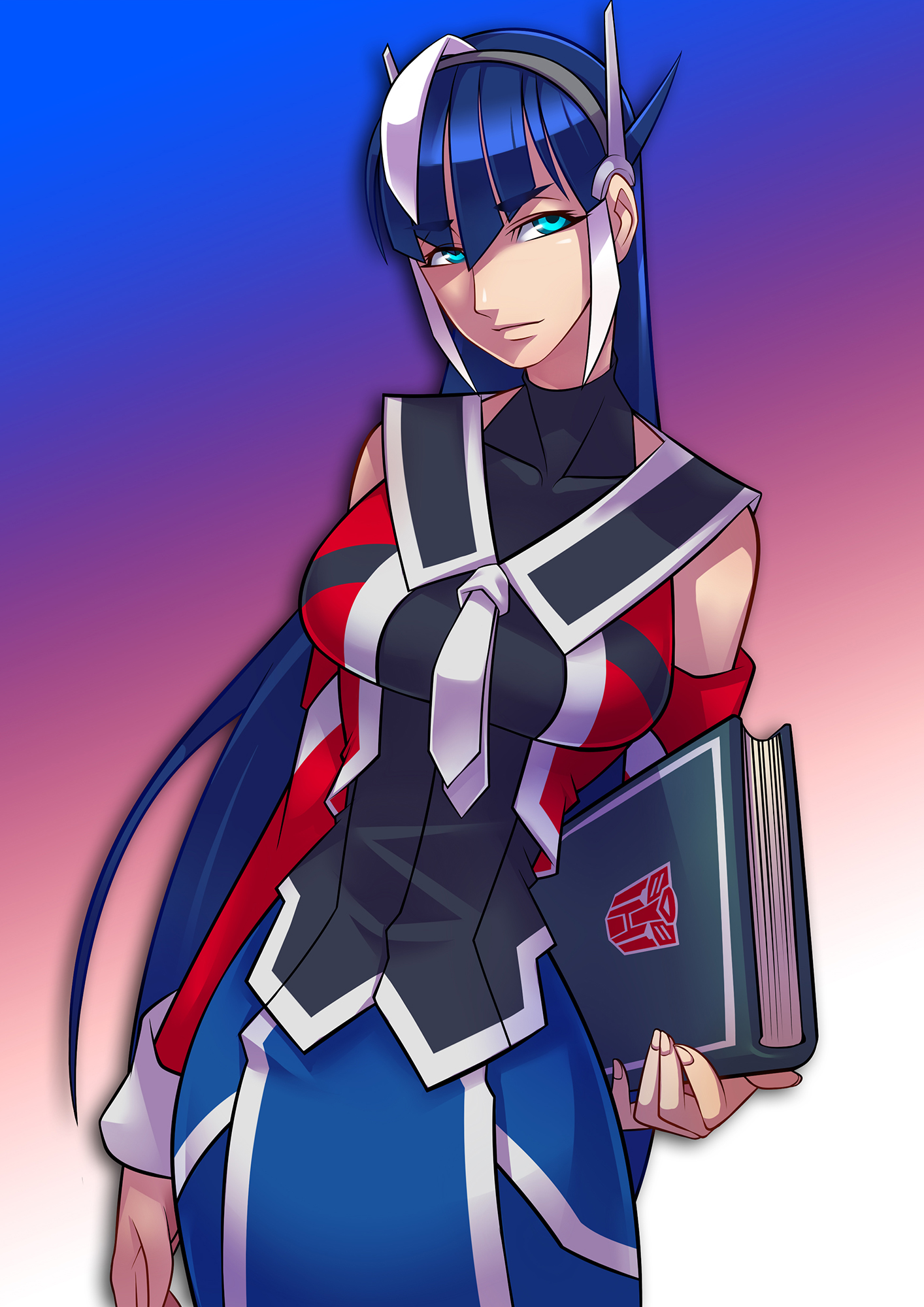 The Big ImageBoard (TBIB) - 1girl aqua eyes autobot blue hair book ...