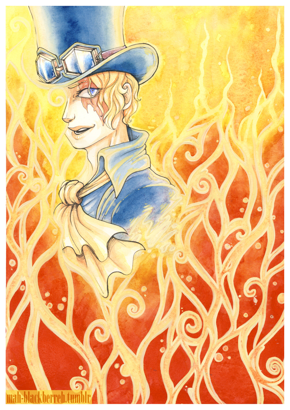 The Big ImageBoard (TBIB) - 1boy blonde hair fire hat male focus one piece sabo (one piece) solo ...