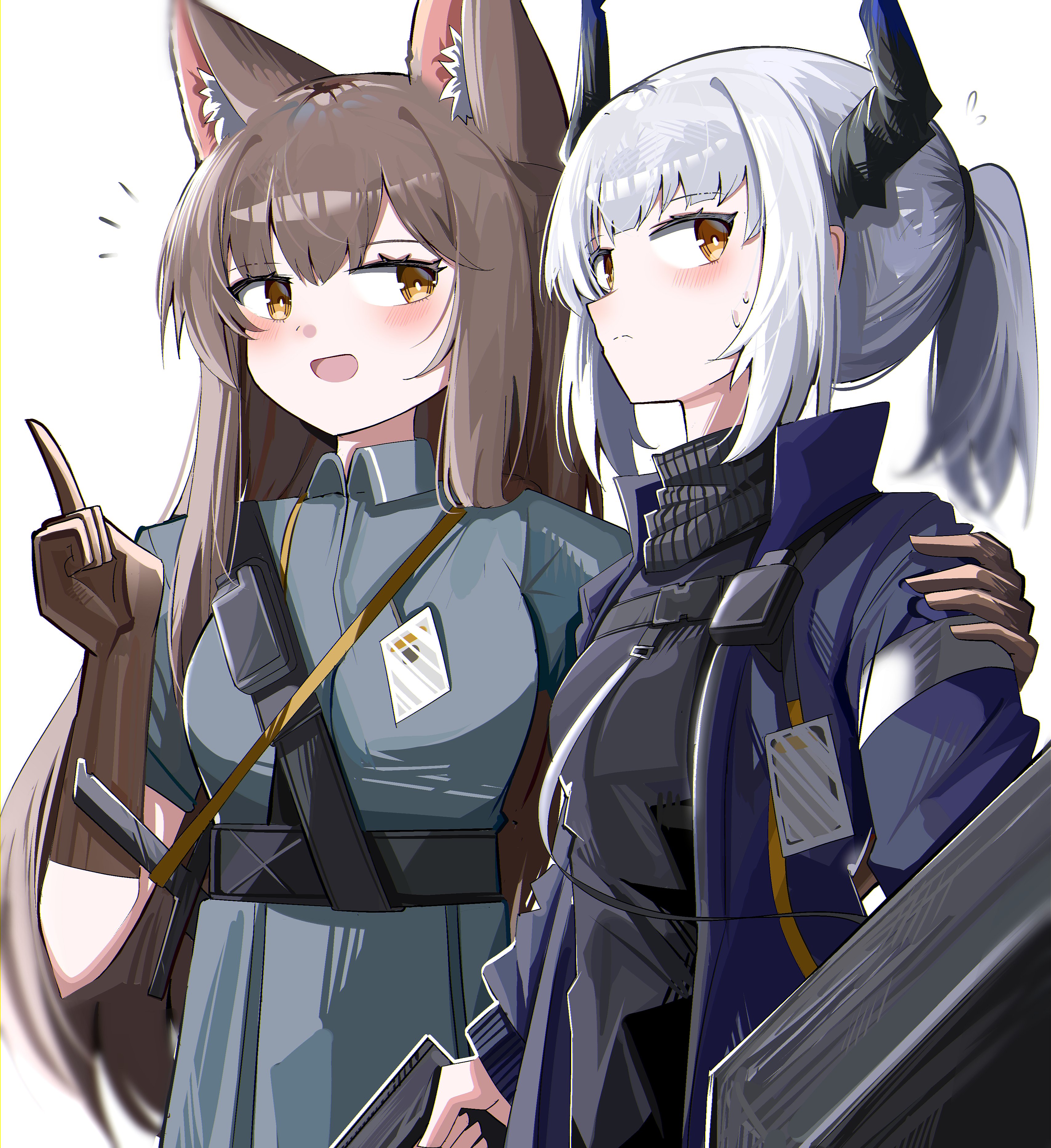 The Big ImageBoard (TBIB) - 2girls :d absurdres animal ear fluff animal ears arknights black ...