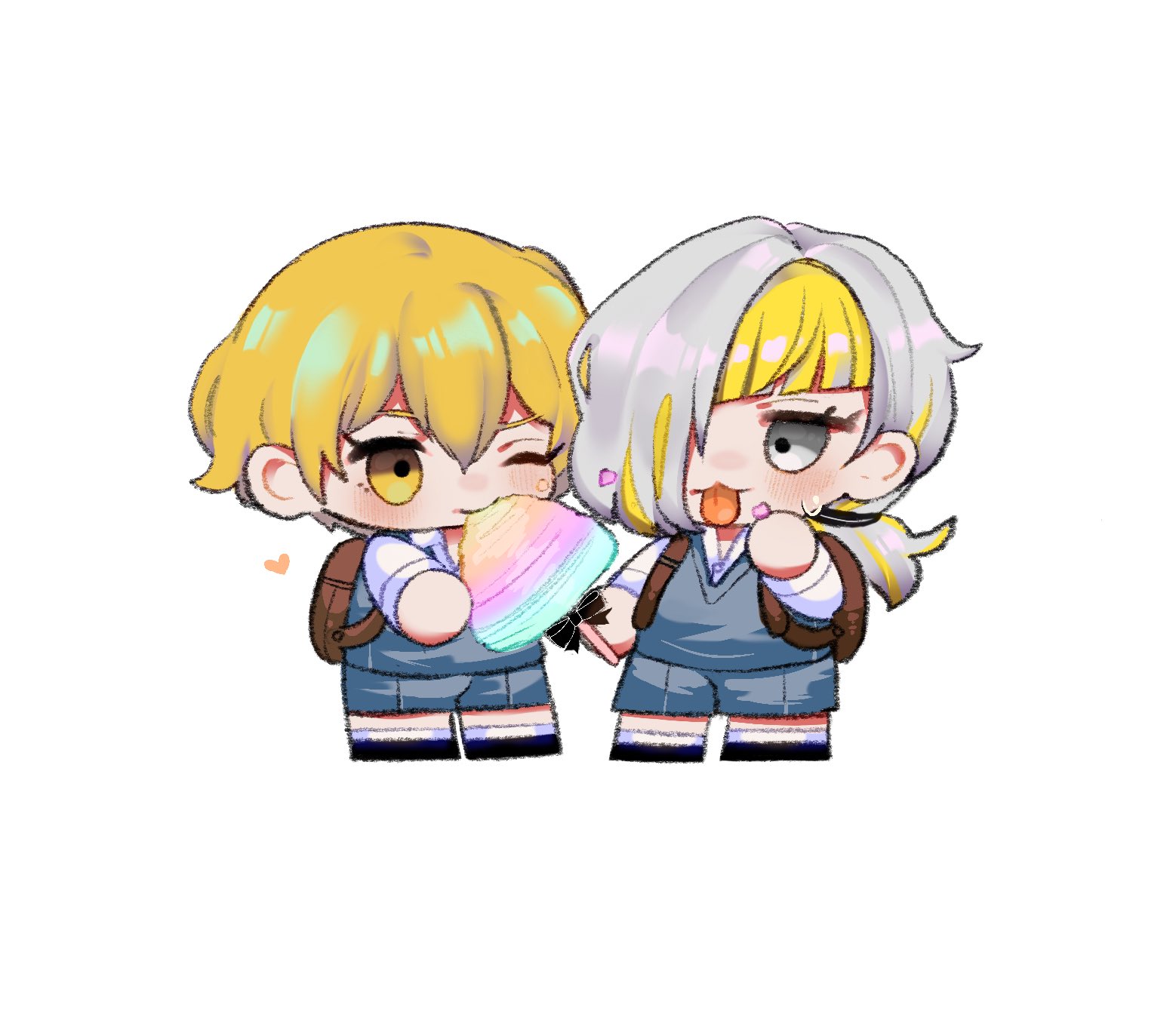 The Big ImageBoard (TBIB) - 1boy 1girl blonde hair blue shorts blue ...