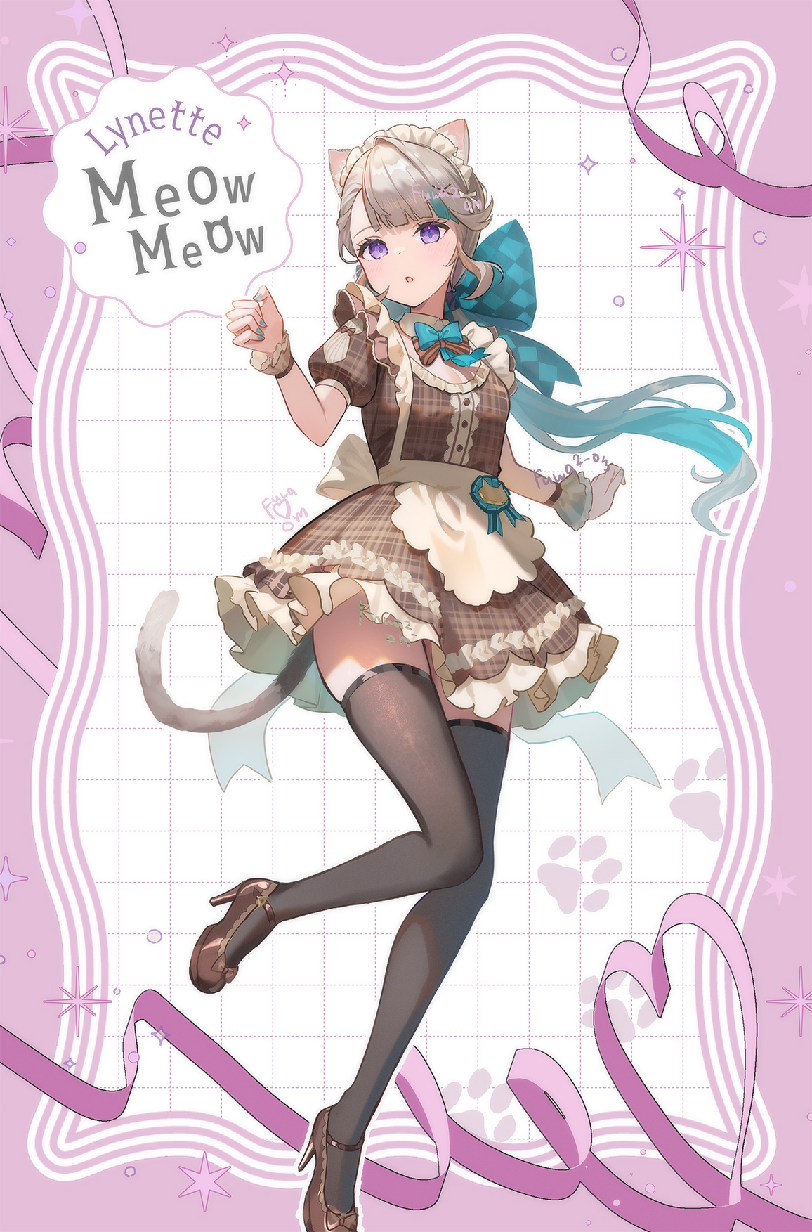 The Big ImageBoard (TBIB) - 1girl :o alternate costume animal ear fluff animal ears aqua bow ...