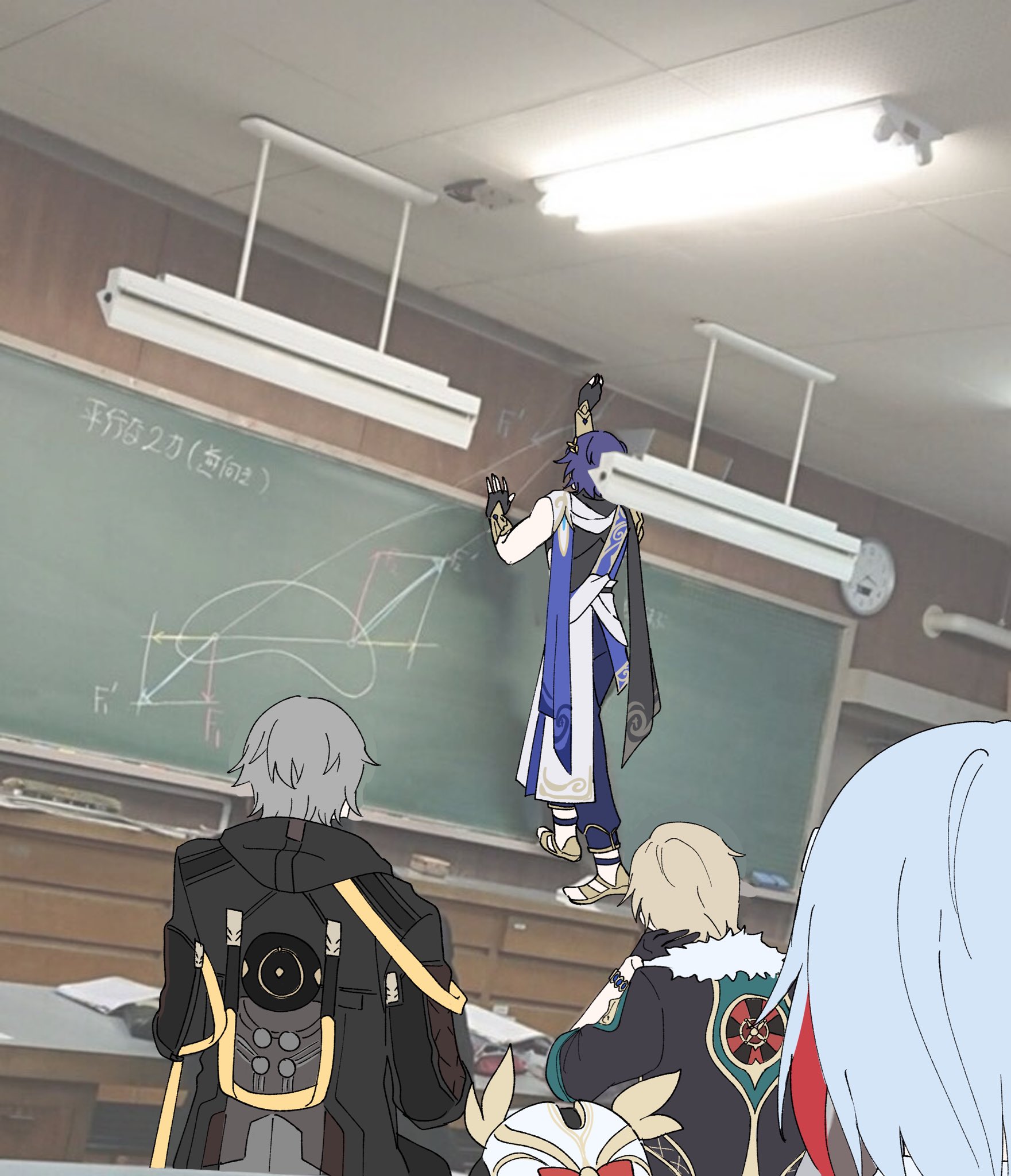 The Big ImageBoard (TBIB) - 1girl 3boys arm up aventurine (honkai: star rail) black coat black ...