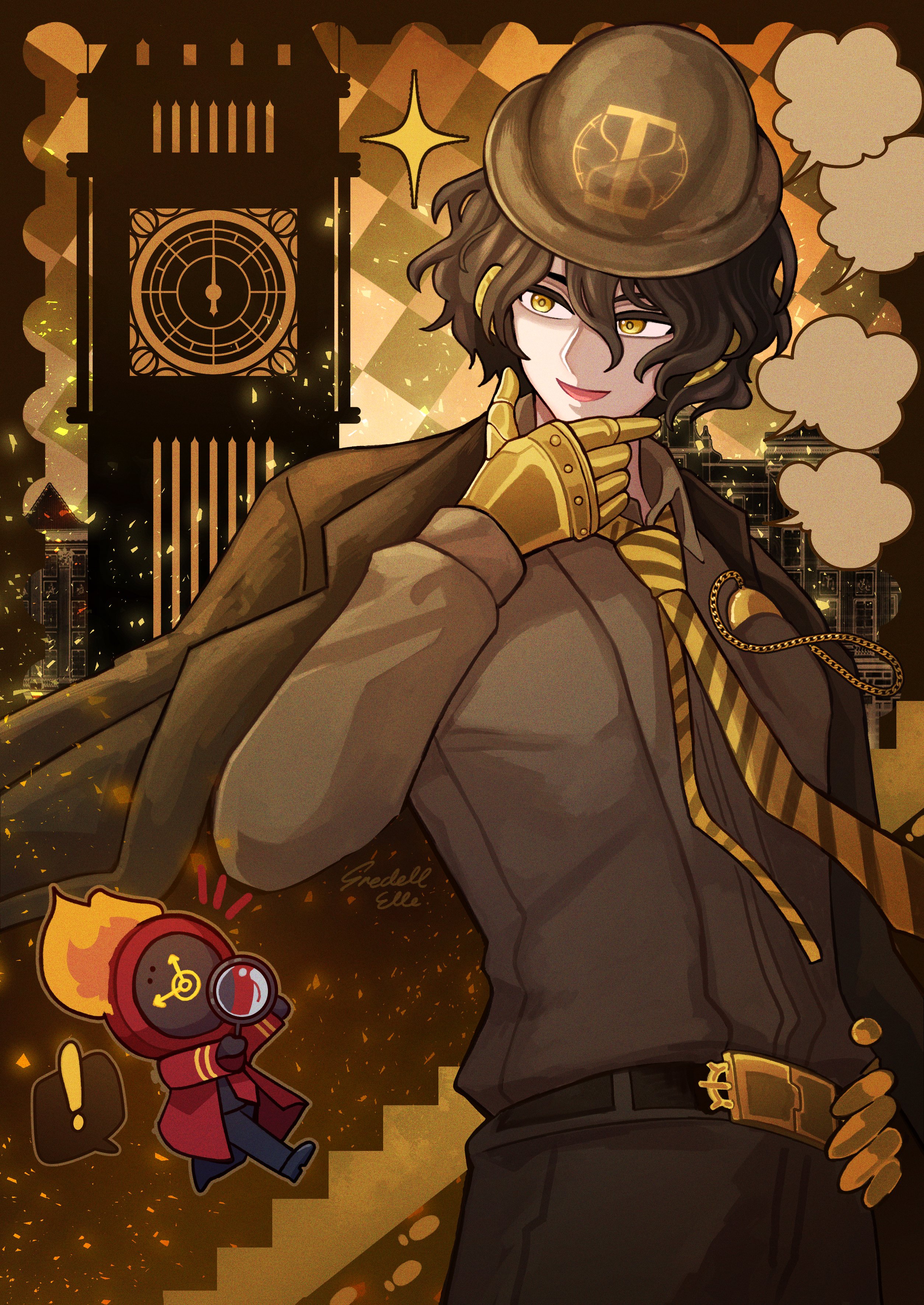 The Big ImageBoard (TBIB) - 1boy 1other absurdres black gloves brown ...