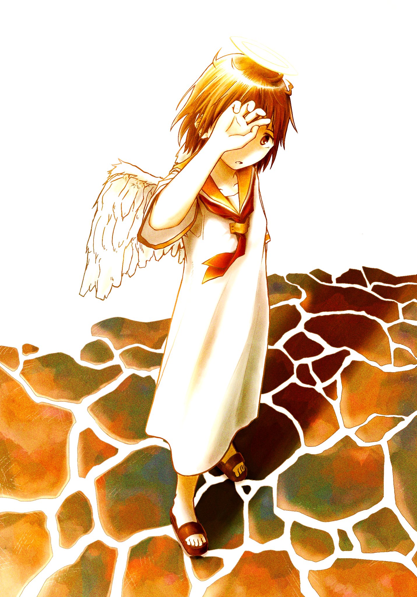 The Big Imageboard Tbib 1girl Angel Angel Wings Brown Hair