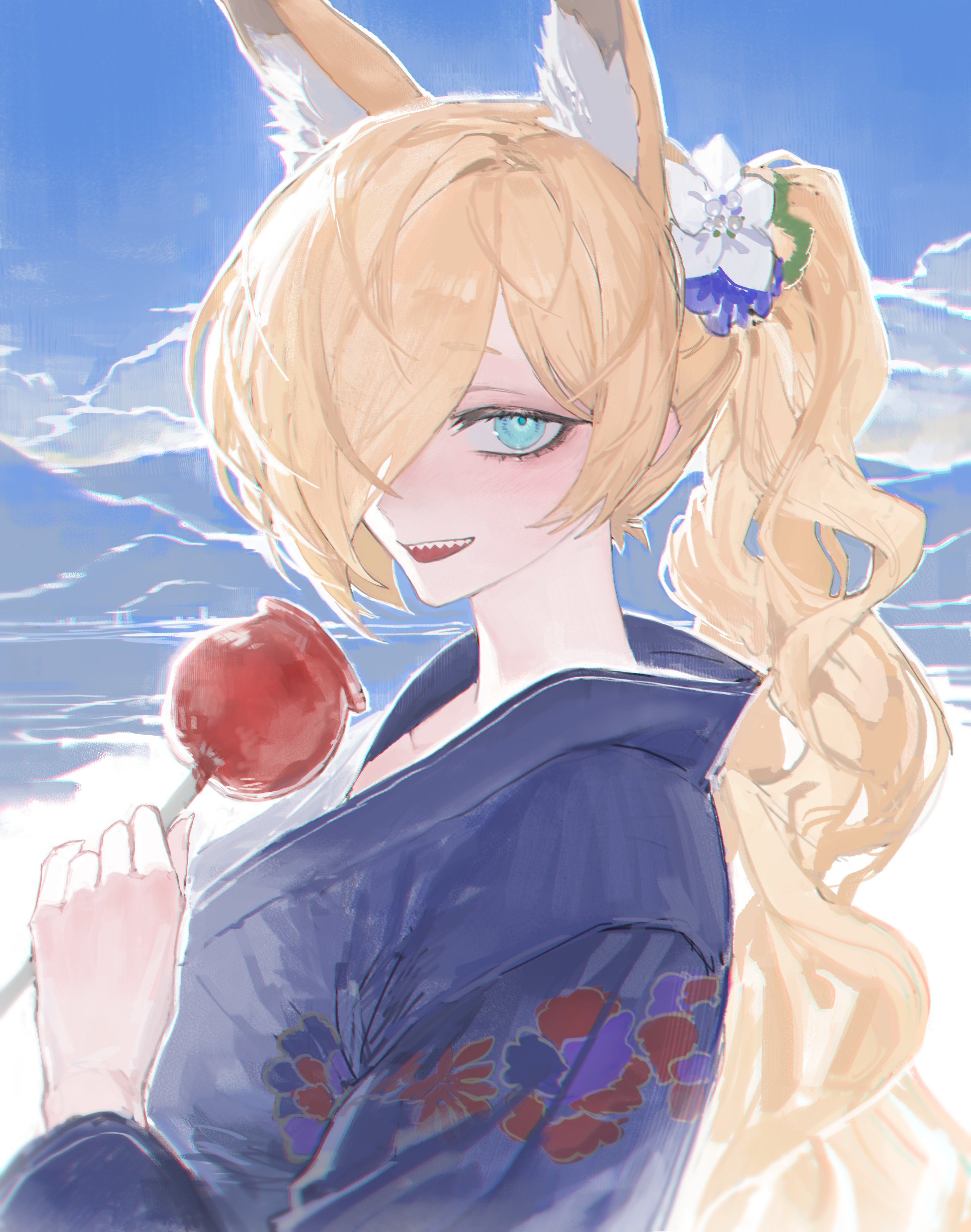 The Big ImageBoard (TBIB) - 1girl absurdres animal ear fluff animal ears blonde hair blue ...