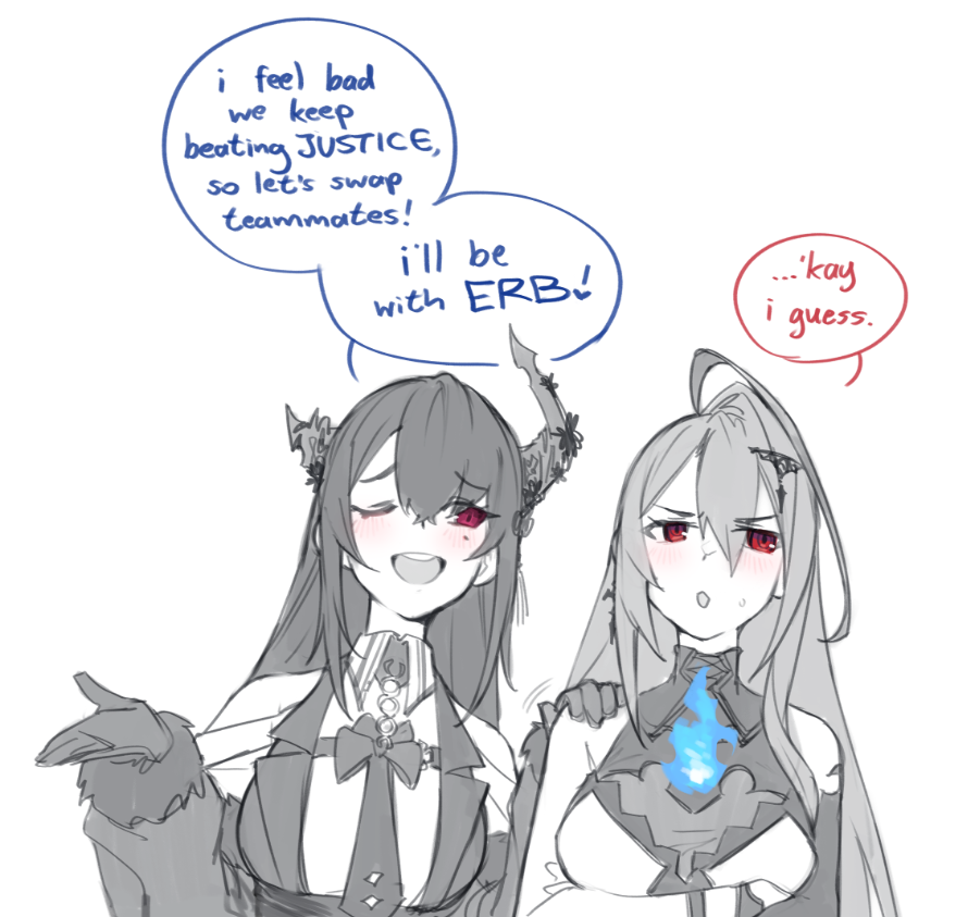 The Big Imageboard Tbib 2girls Ahoge Asymmetrical Horns Blush