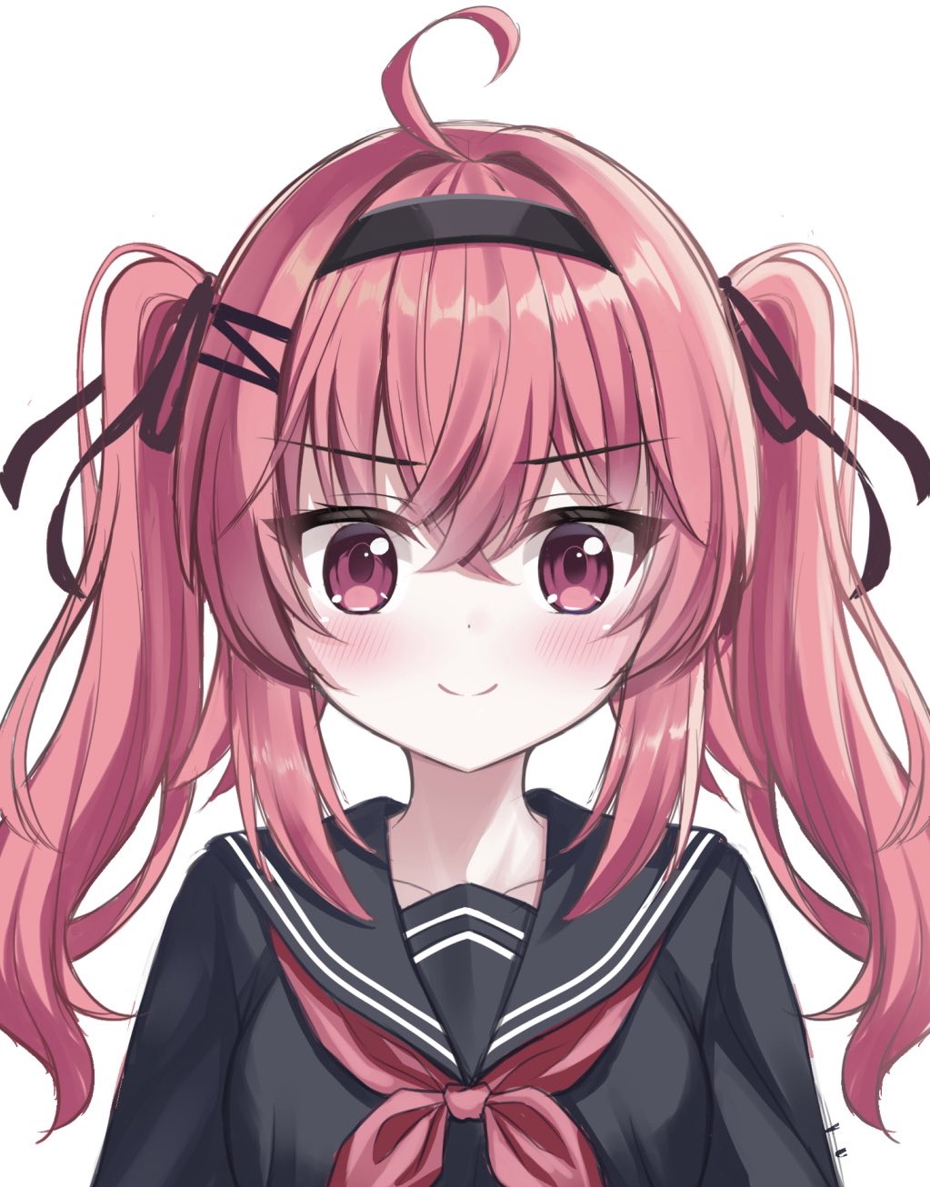 The Big ImageBoard (TBIB) - >:) 1girl black hairband black ribbon black sailor collar black ...