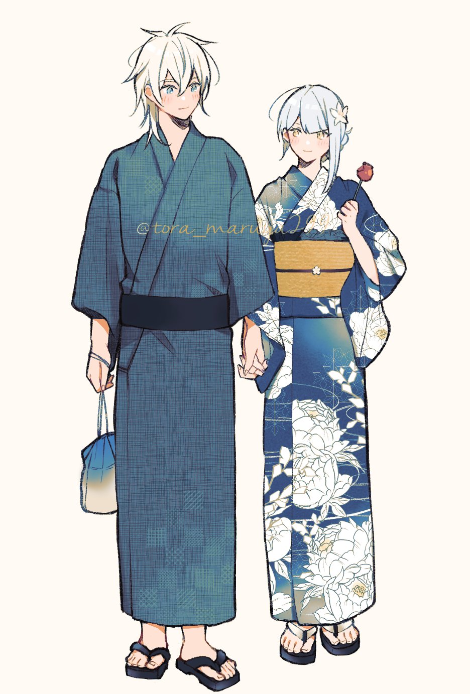 The Big ImageBoard (TBIB) - 1boy 1girl blue eyes blue kimono closed mouth commentary request ...