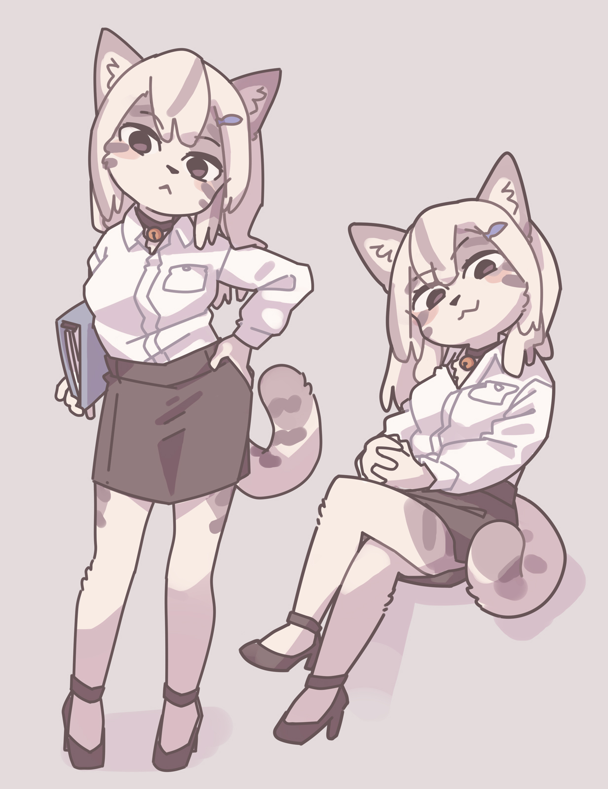 The Big ImageBoard (TBIB) - 1girl :3 bell black choker black eyes black ...