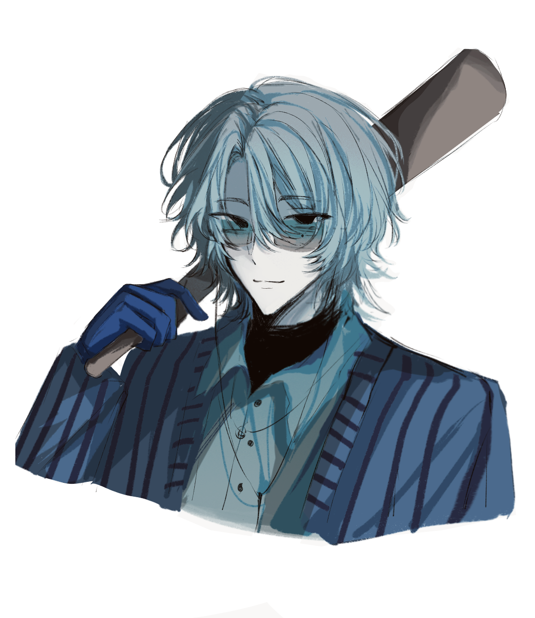 The Big ImageBoard (TBIB) - 1boy baseball bat black eyes blue gloves blue hair blue jacket blue ...