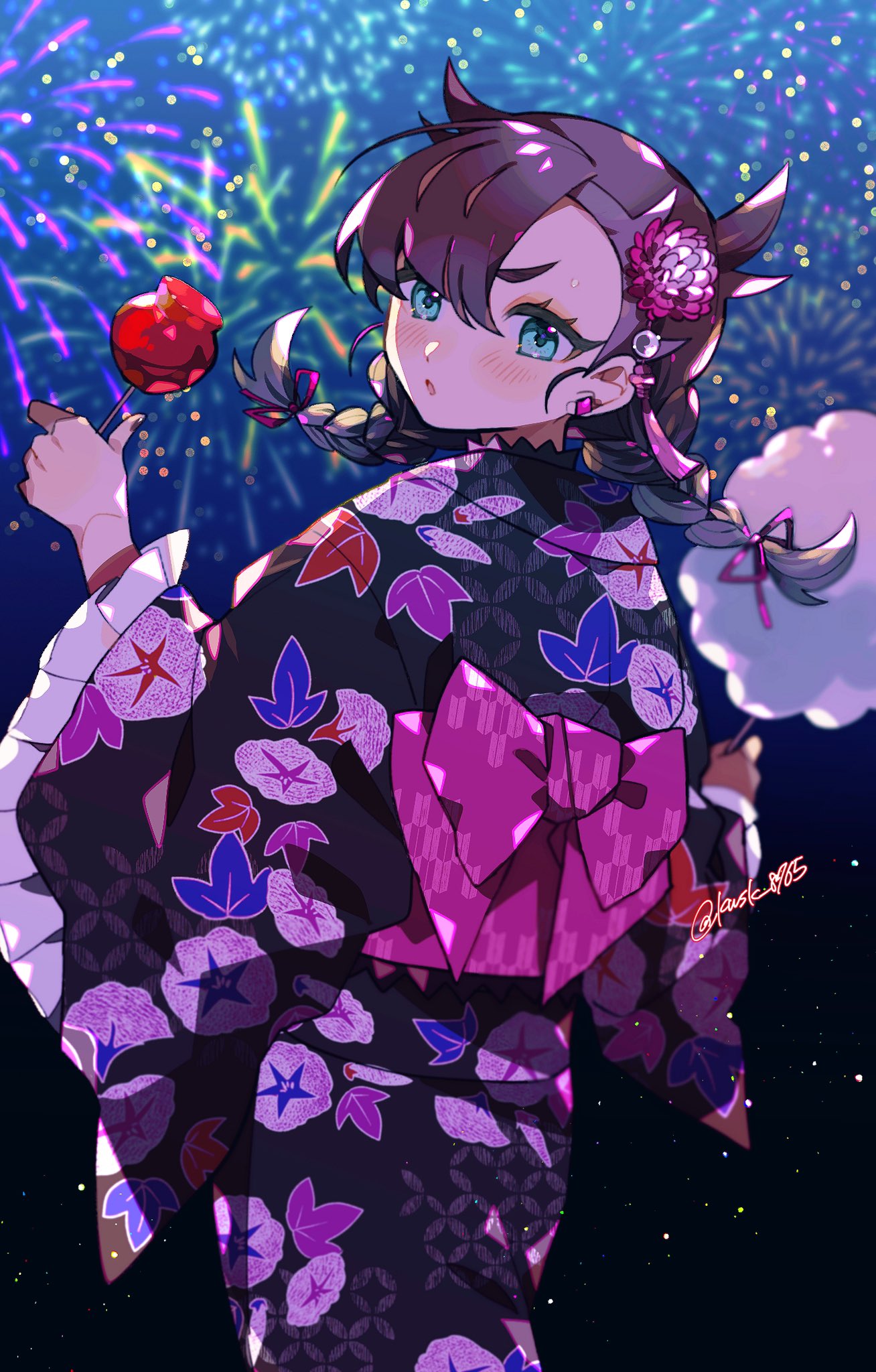 The Big ImageBoard (TBIB) - 1girl asymmetrical bangs asymmetrical hair black hair black kimono ...