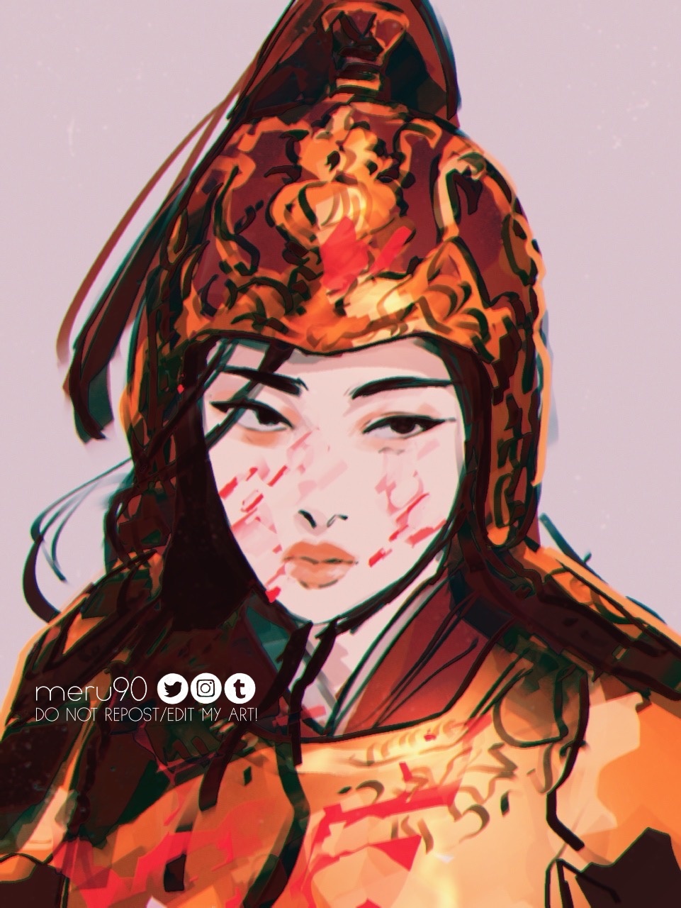 The Big ImageBoard (TBIB) - 1girl armor artist name black eyes black hair blood blood on armor ...