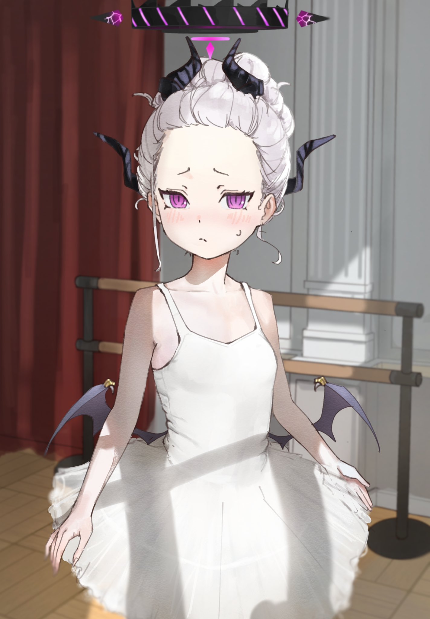 The Big ImageBoard (TBIB) - 1girl ballerina ballet black horns black wings blue archive blush ...