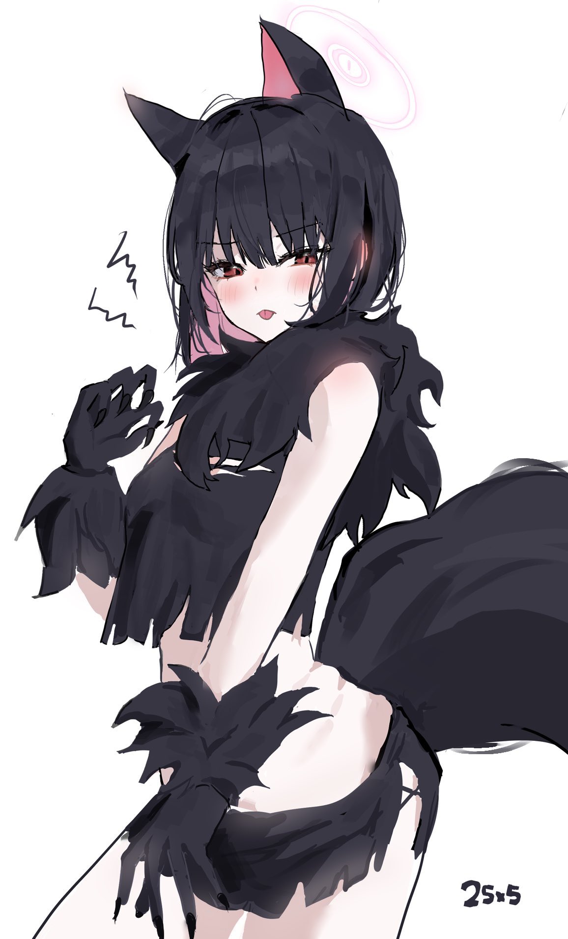 The Big ImageBoard (TBIB) - 1girl animal ears black claws black tail blue archive cat ears ...