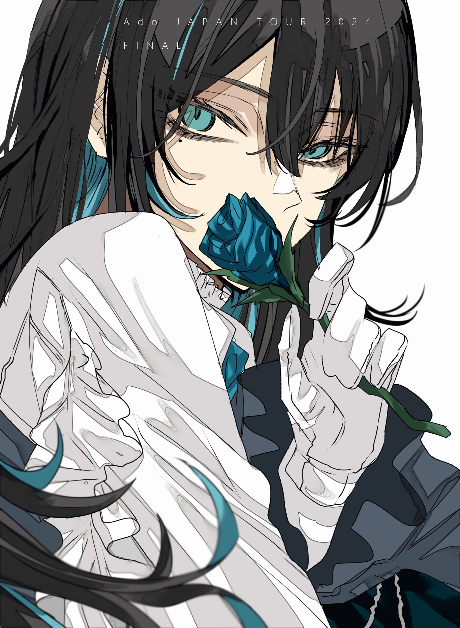 The Big ImageBoard (TBIB) - 1girl ado (utaite) black hair blue eyes blue flower blue hair blue ...