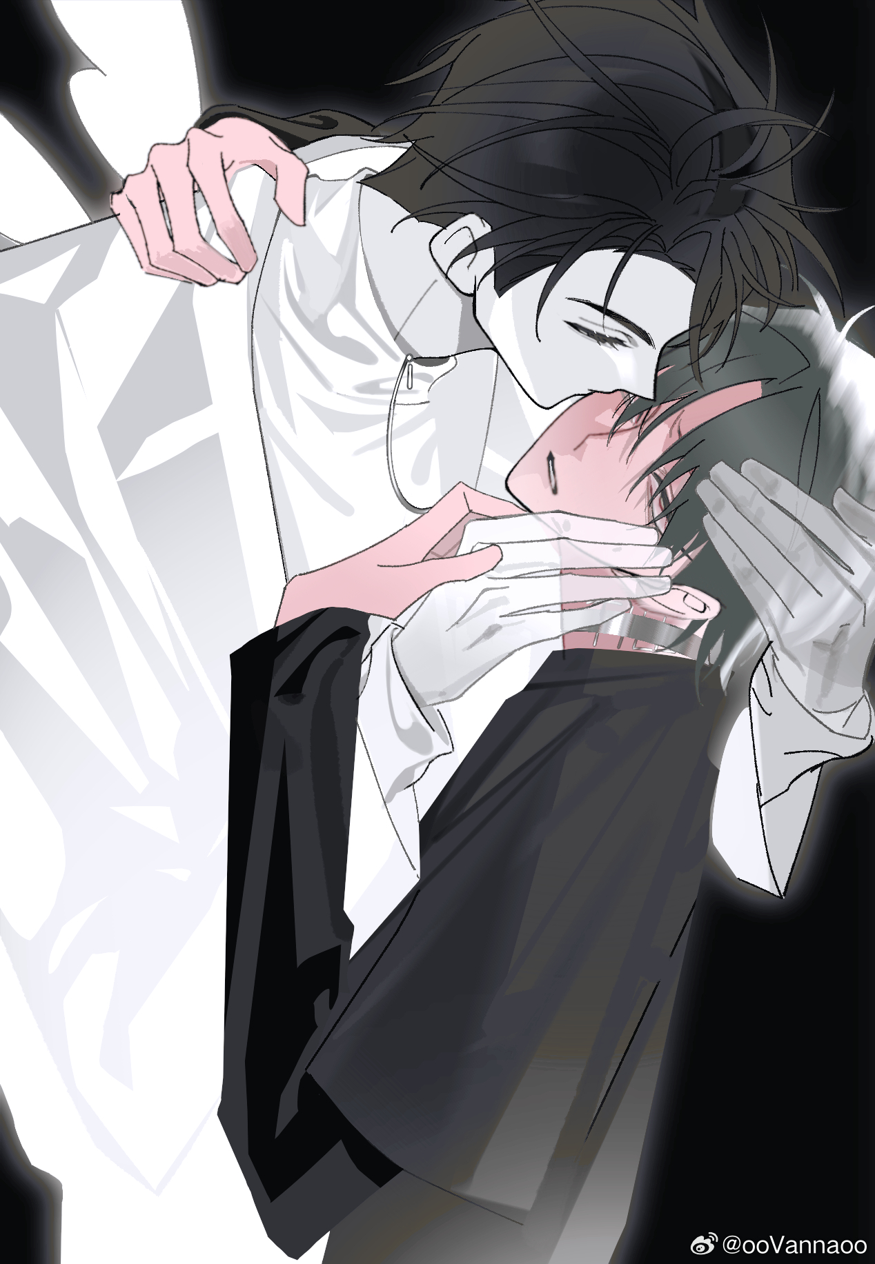 The Big ImageBoard (TBIB) - 2boys alien stage black background black shirt chinese commentary ...