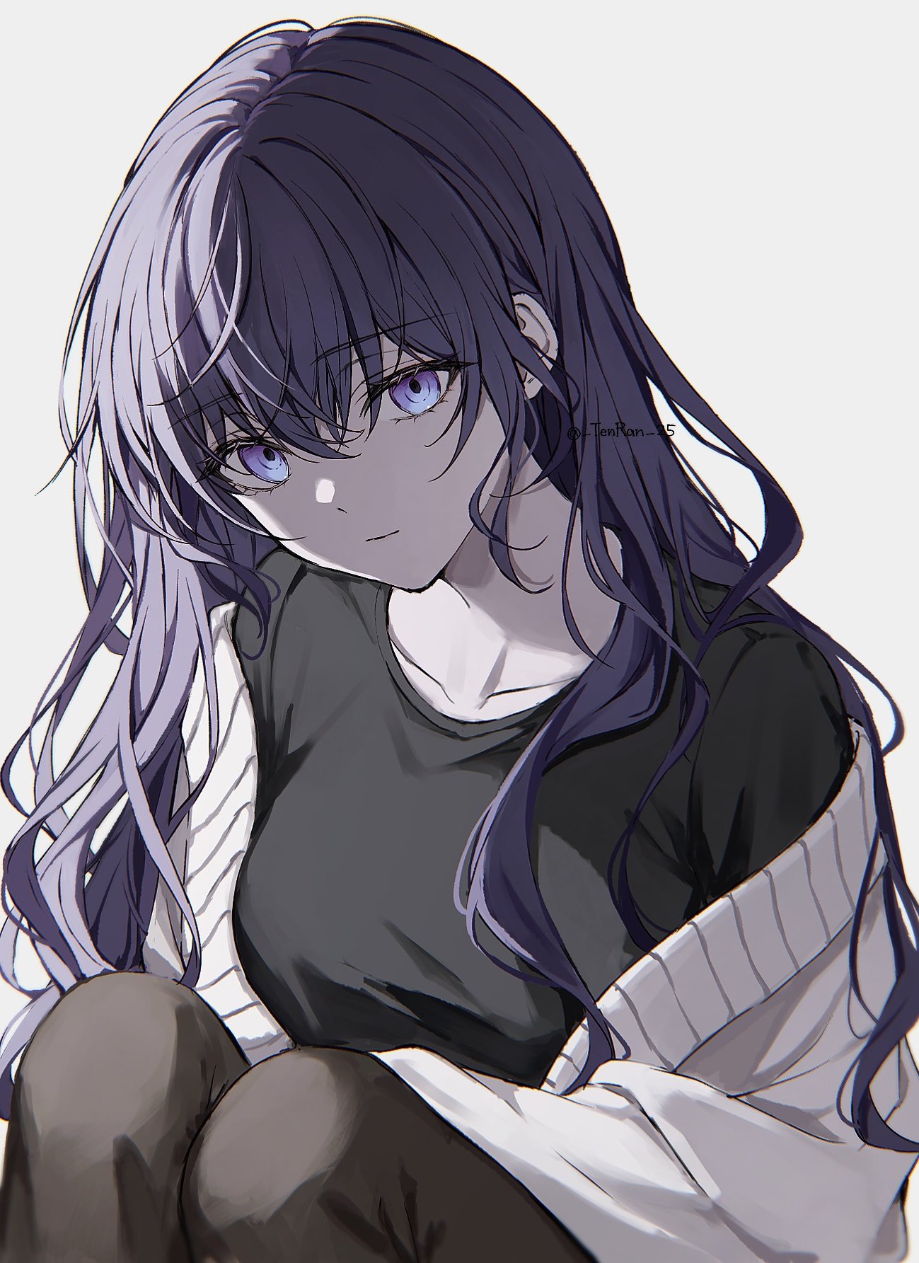 The Big ImageBoard (TBIB) - 1girl asahina mafuyu black shirt blue eyes cardigan closed mouth ...