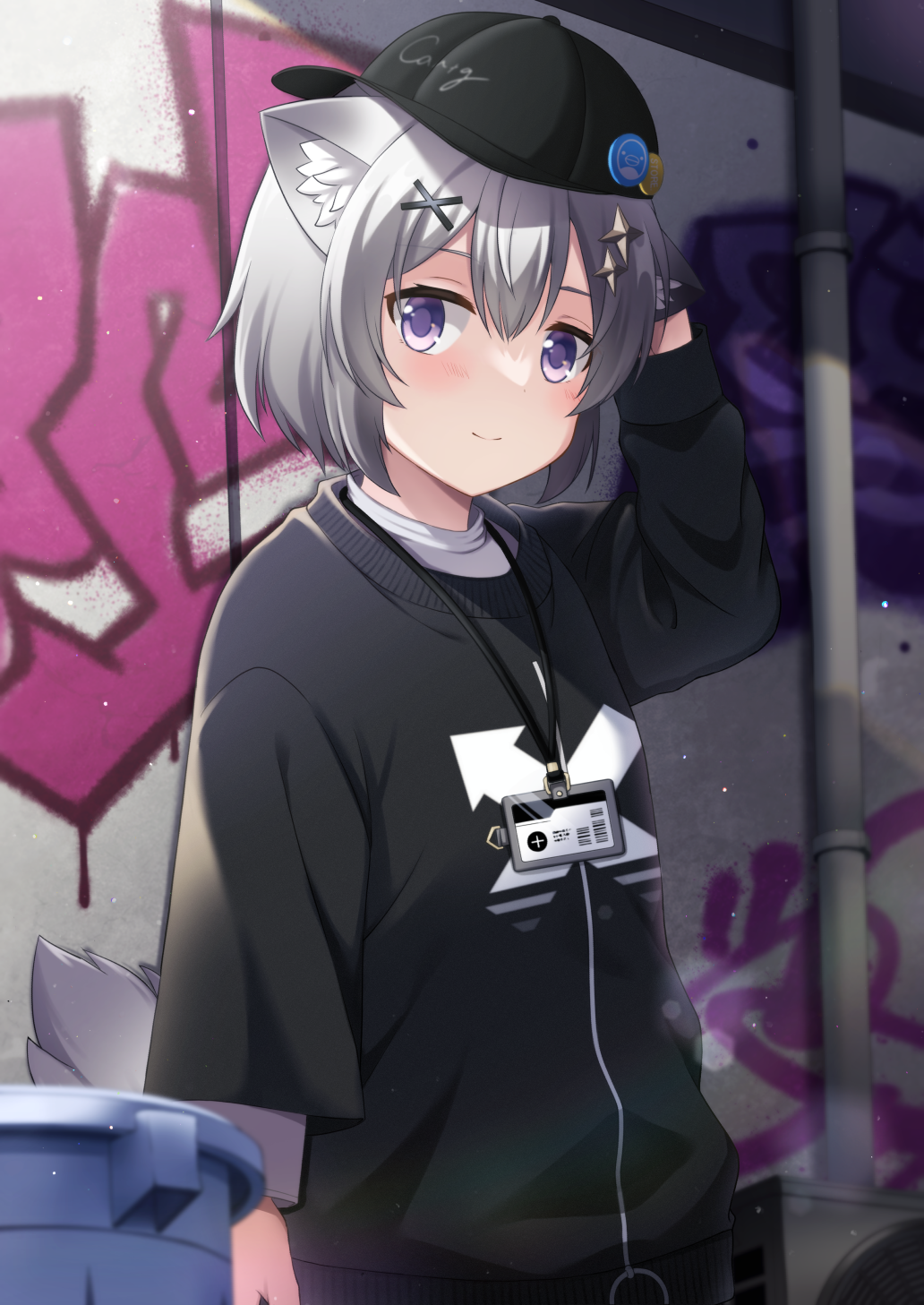 The Big ImageBoard (TBIB) - 1girl animal ear fluff animal ears arm up ...