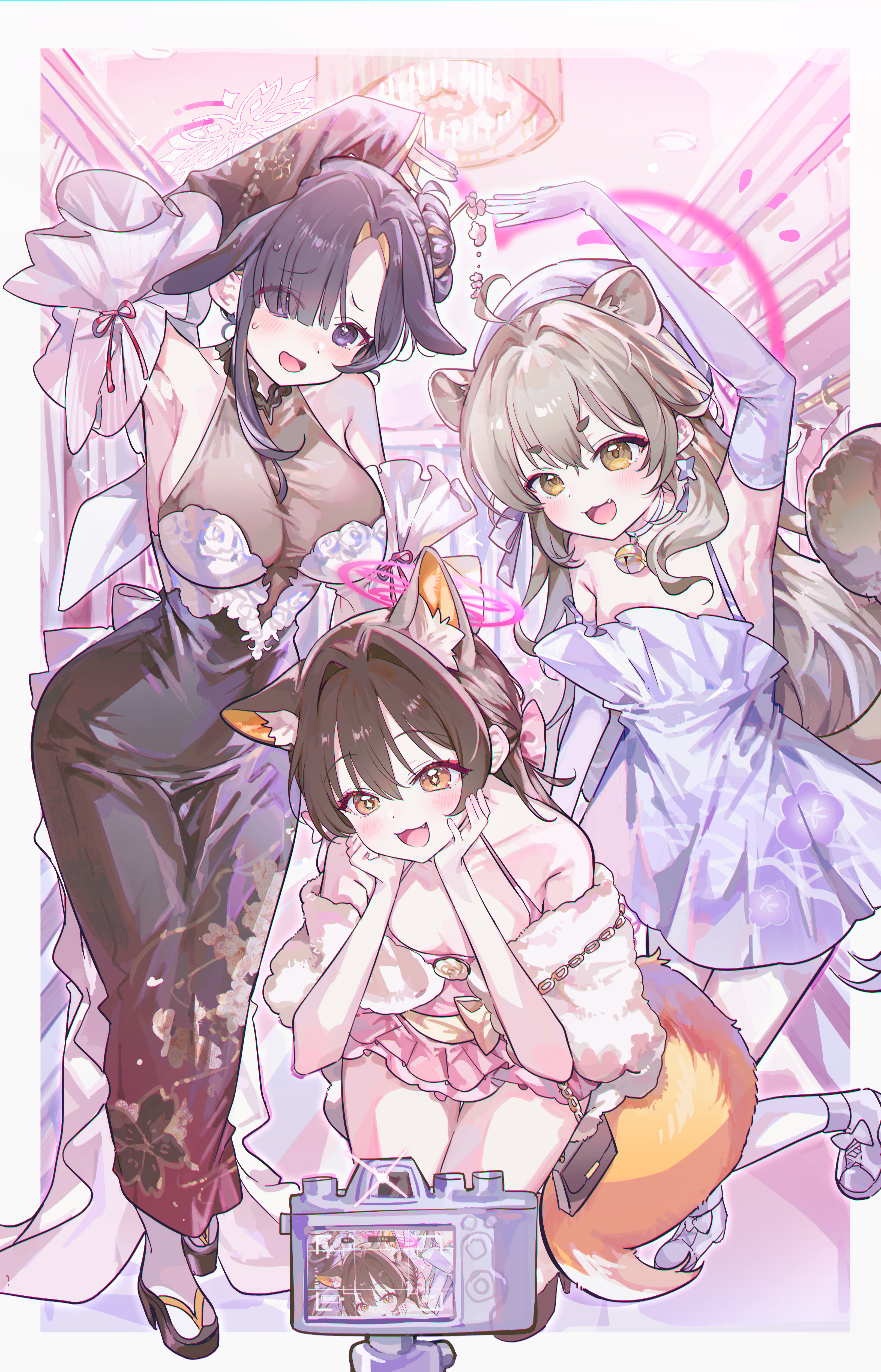 The Big ImageBoard (TBIB) - 0202ase 3girls absurdres animal ears arm up ...