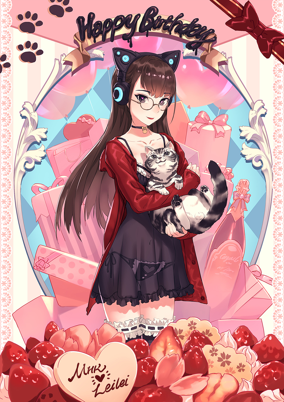 The Big ImageBoard (TBIB) - 1girl animal ear headphones animal ears axent wear babydoll birthday ...