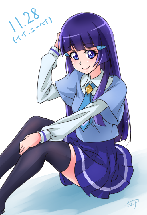 The Big ImageBoard (TBIB) - aoki reika black legwear blue eyes blue hair blue neckwear blue ...