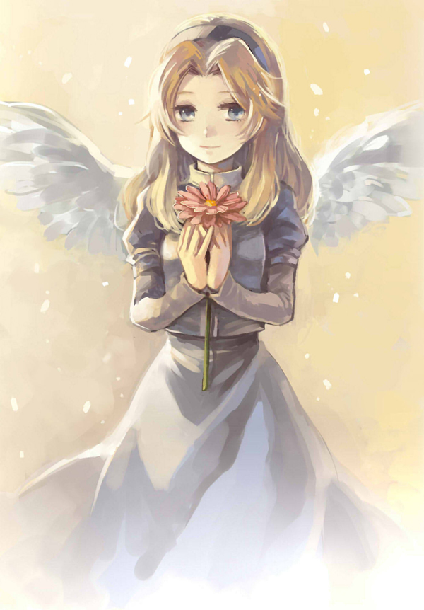 The Big Imageboard Tbib Angel Wings Blonde Hair Blue Eyes Dress