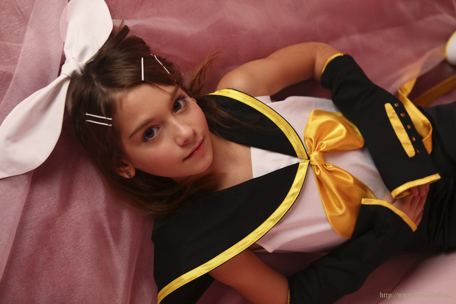 The Big ImageBoard (TBIB) - 1girl brown eyes brown hair child cosplay kagamine rin kagamine rin ...