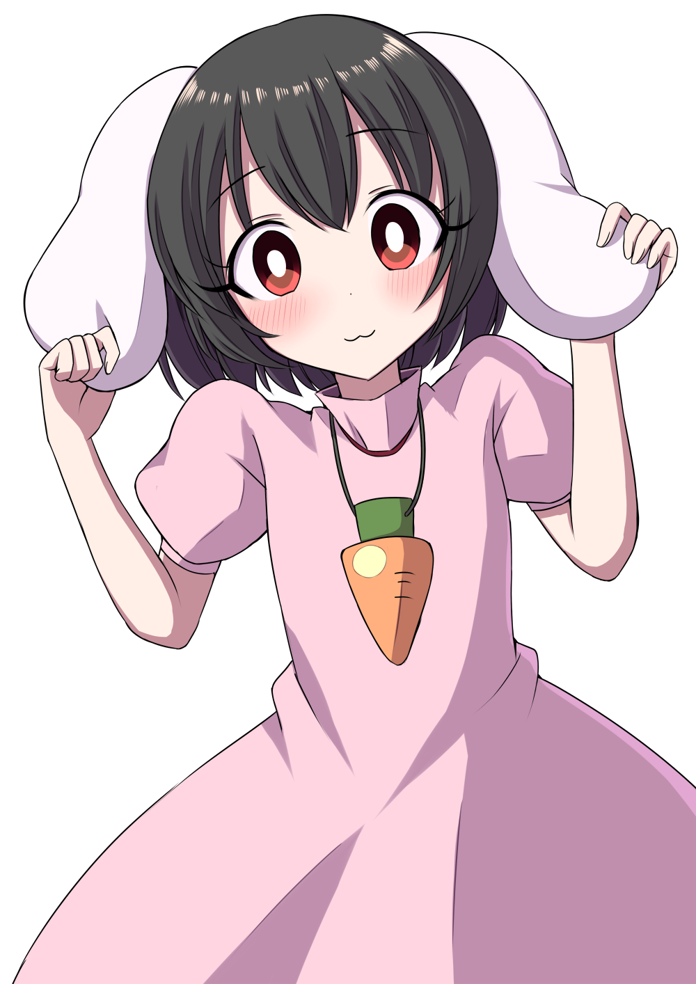 The Big ImageBoard (TBIB) - 1girl :3 animal ears arms up black hair blush bright pupils carrot ...