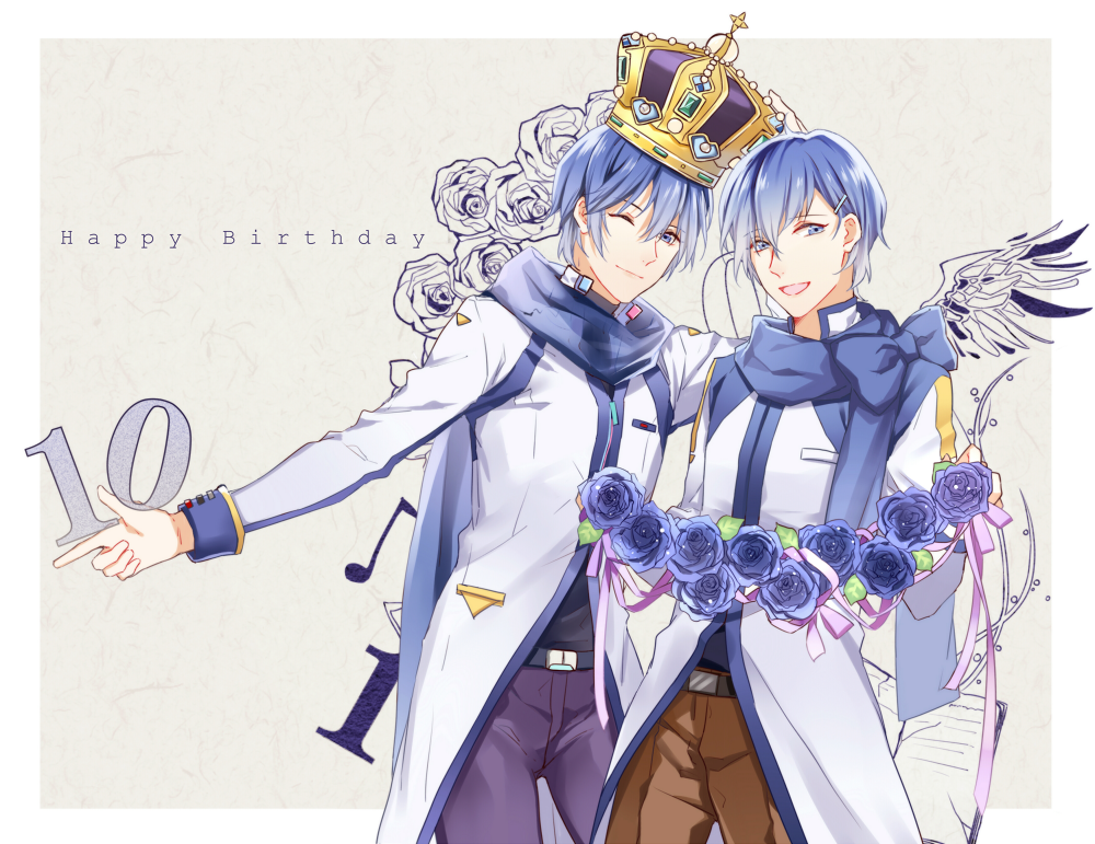 The Big ImageBoard (TBIB) - 2boys blue eyes blue flower blue hair blue ...