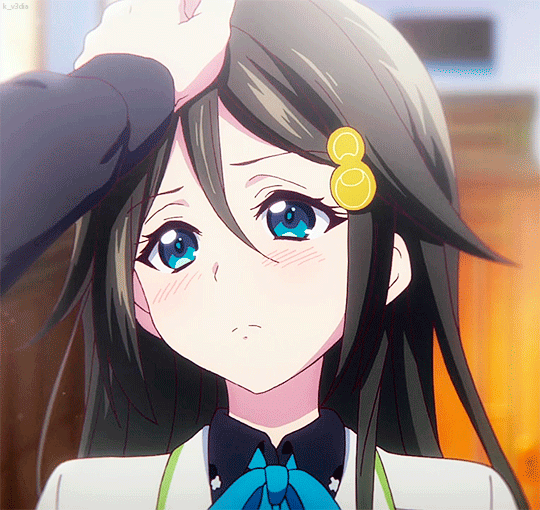 The Big Imageboard Tbib Animated Black Hair Blue Eyes Blush Hand On