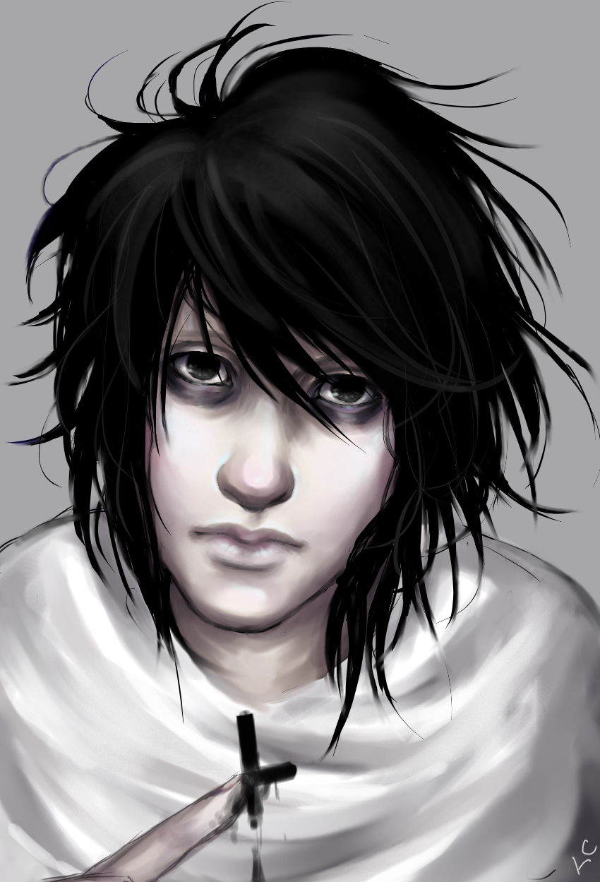 The Big ImageBoard (TBIB) - black eyes black hair death note food grey background l (death note ...