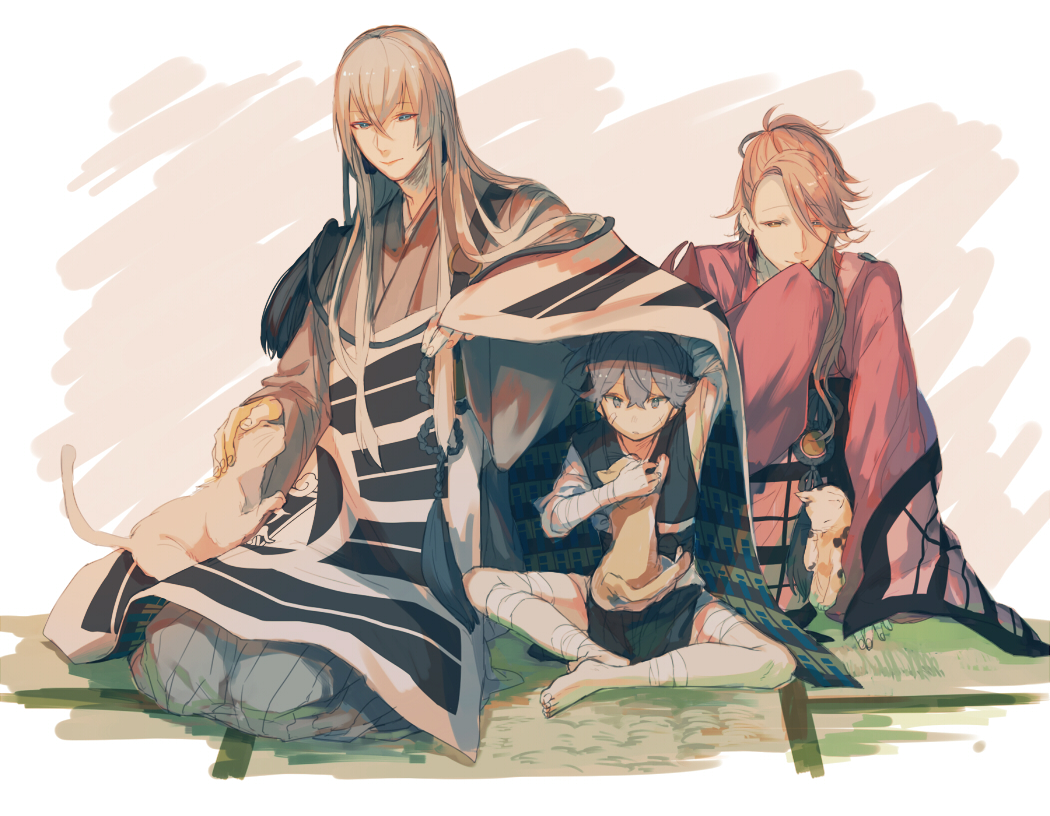 The Big ImageBoard (TBIB) - 3boys blue eyes blue hair cat commentary ...