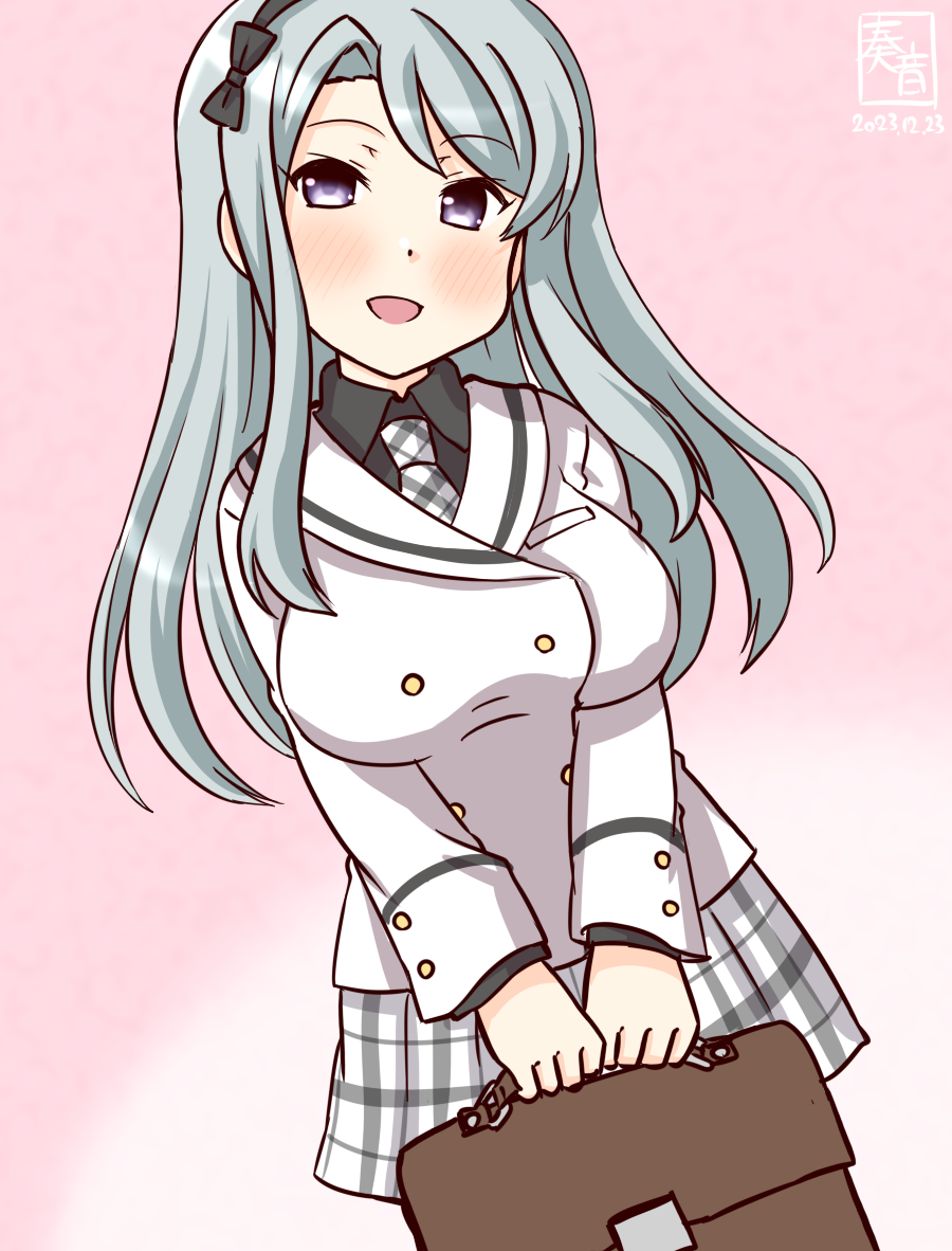 The Big ImageBoard (TBIB) - 1girl artist logo bag black shirt blazer breasts collared shirt ...