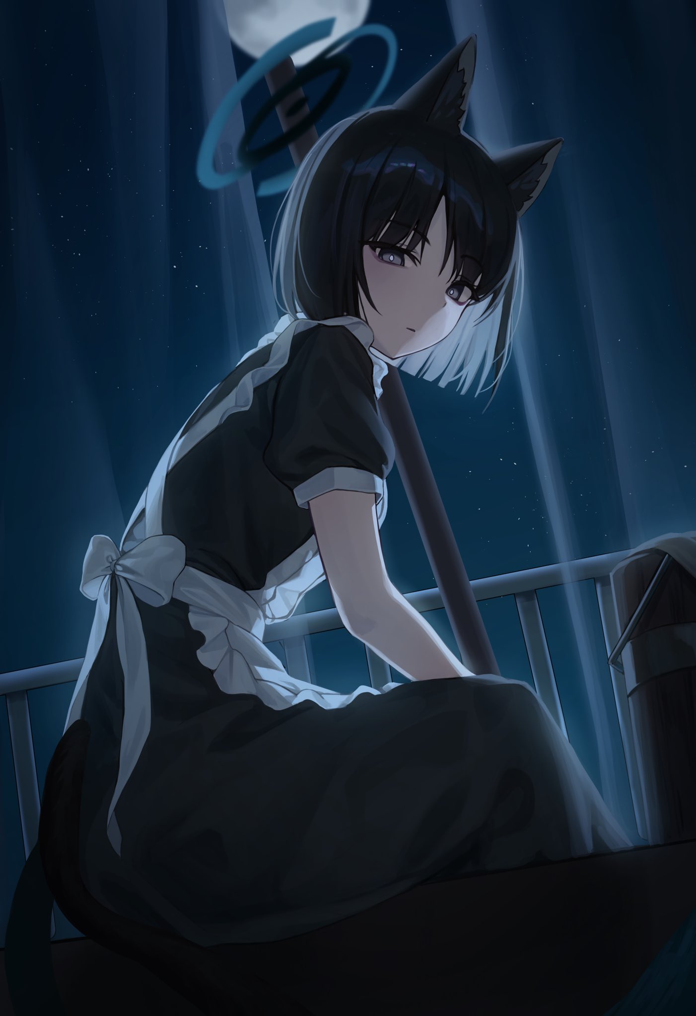 The Big ImageBoard (TBIB) - 1girl 1yu x alternate costume animal ears apron black dress black ...