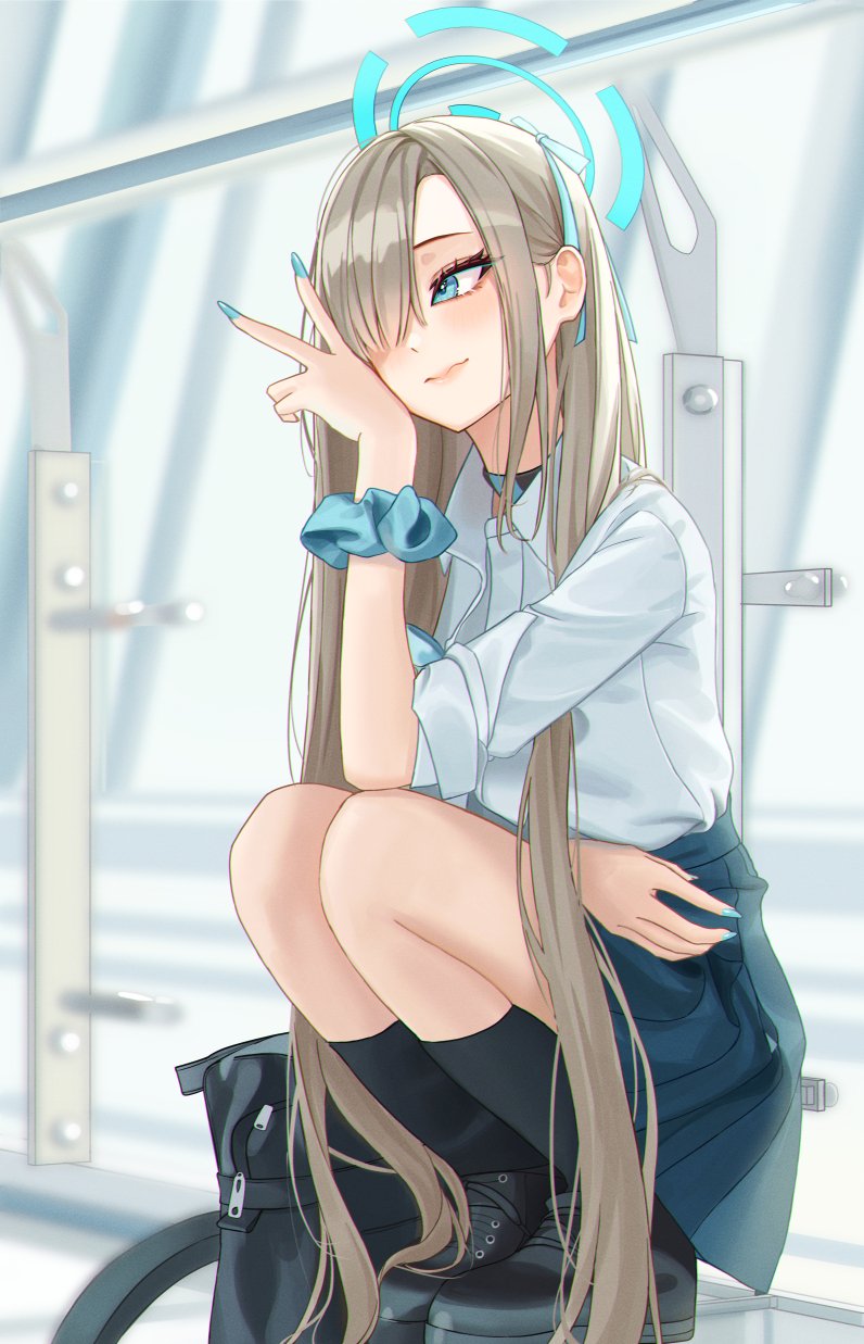 The Big ImageBoard (TBIB) - 1girl asuna (blue archive) black skirt blue archive blue eyes blue ...