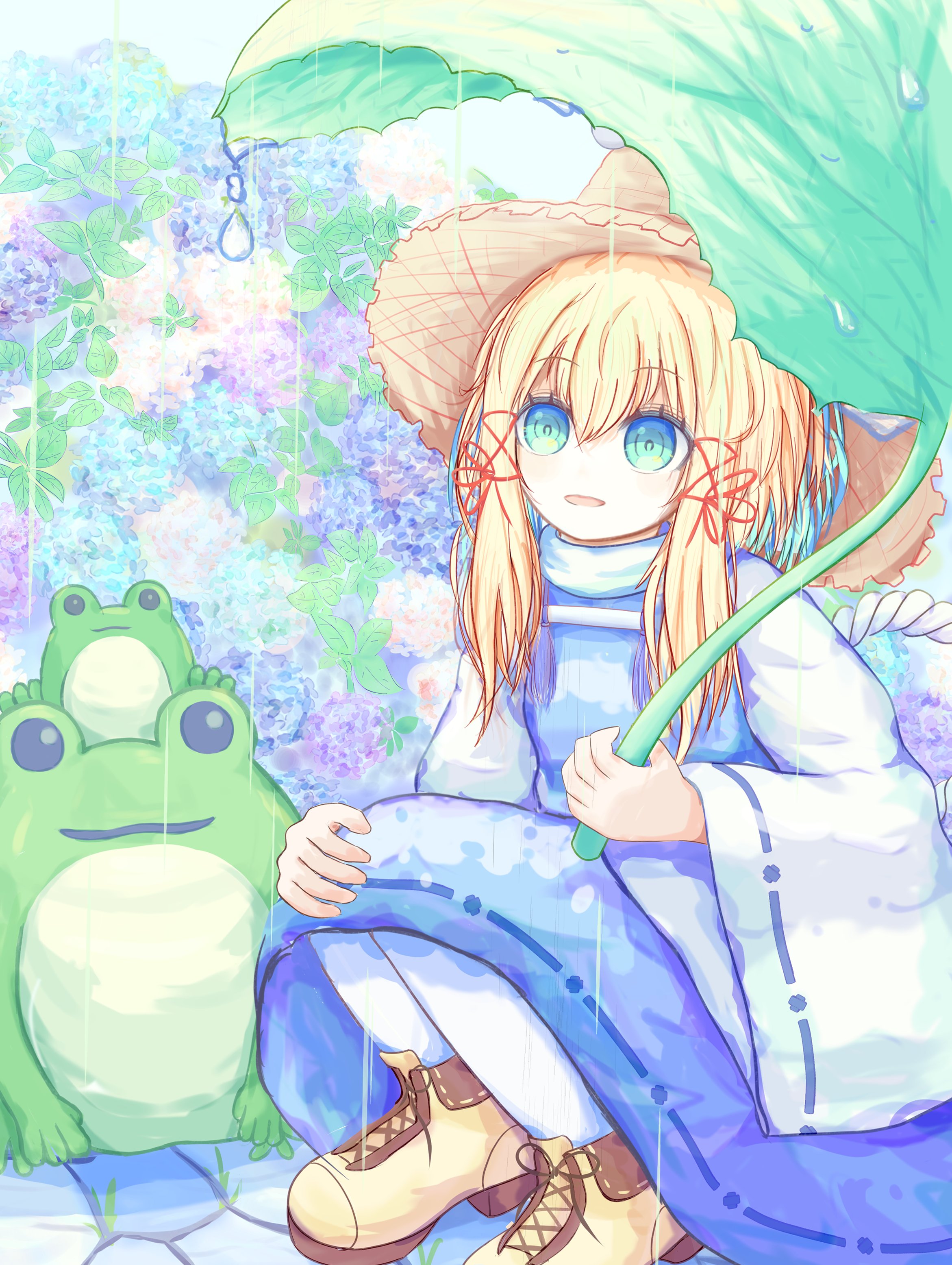 The Big ImageBoard (TBIB) - 1girl absurdres blonde hair brown hat flower frog full body hat ...