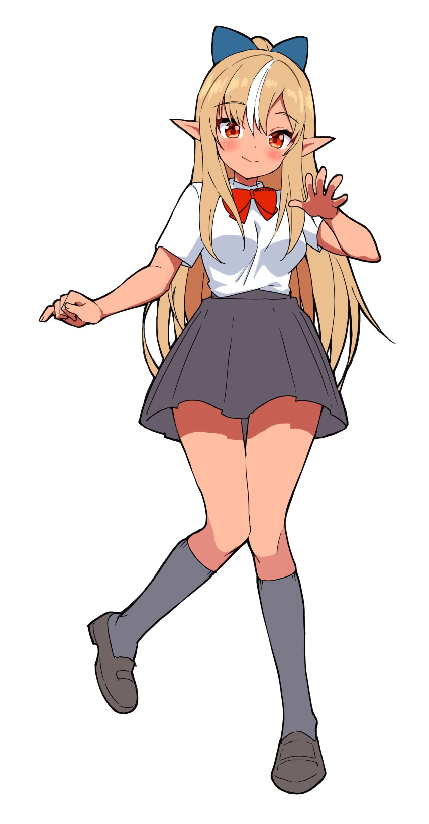 The Big Imageboard Tbib 1girl Alternate Costume Black Skirt Black Socks Blonde Hair Blue Bow