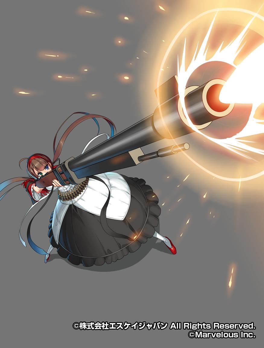 The Big ImageBoard (TBIB) - 1girl ahoge aiming ammunition belt blue eyes breasts brown hair ...