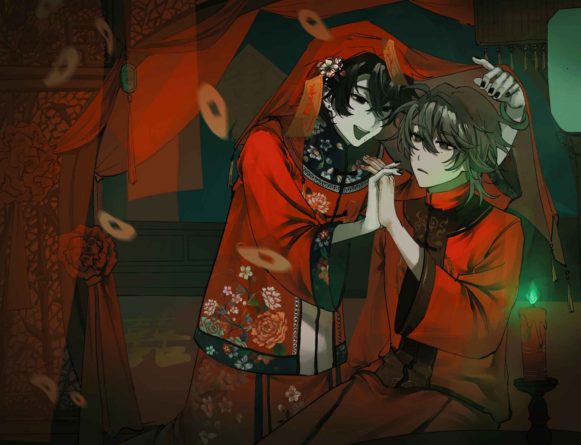 The Big ImageBoard (TBIB) - 2boys alternate costume black eyes black hair candle chinese ...