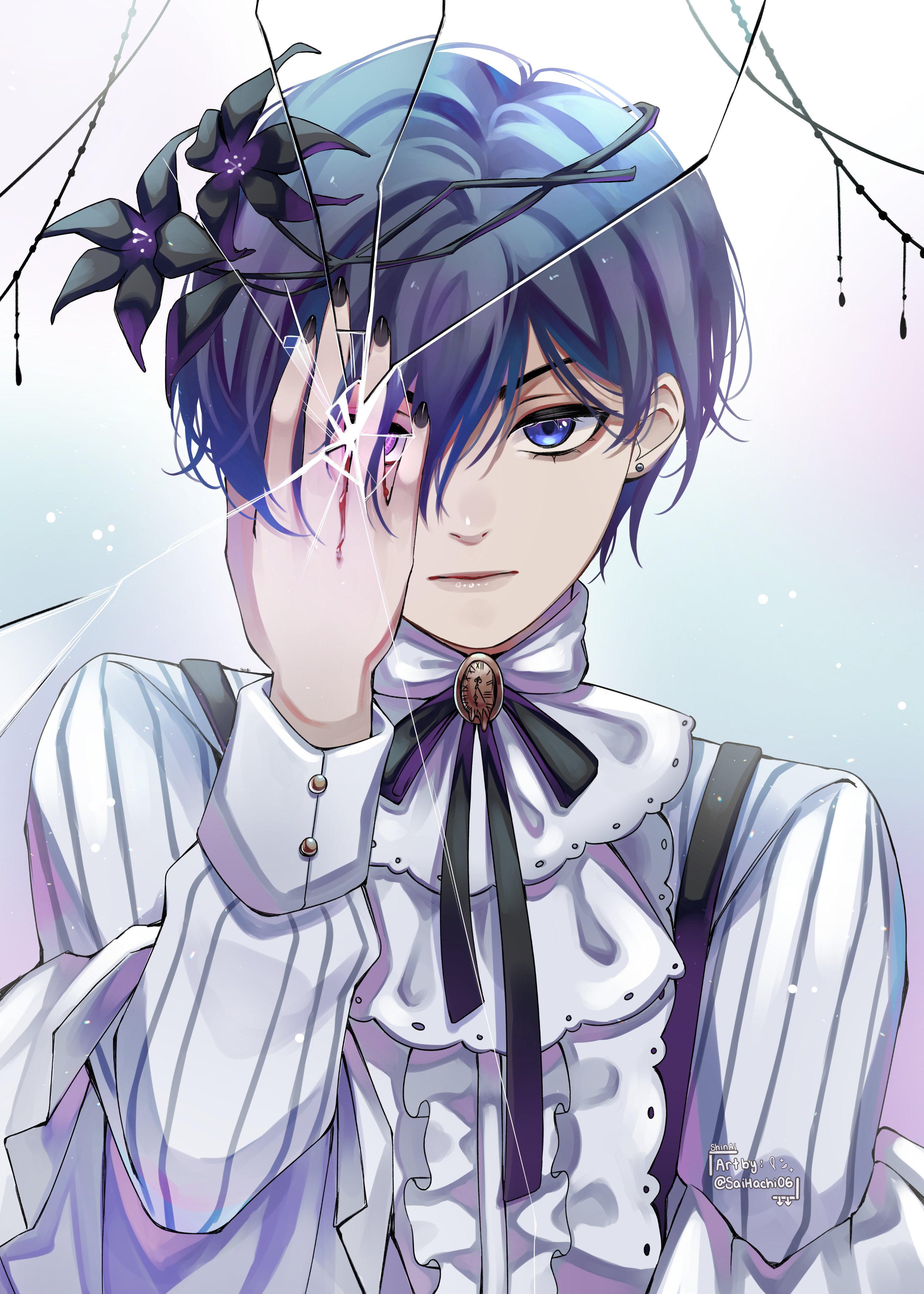 The Big ImageBoard (TBIB) - 1boy absurdres artist name bishounen black nails black ribbon blood ...