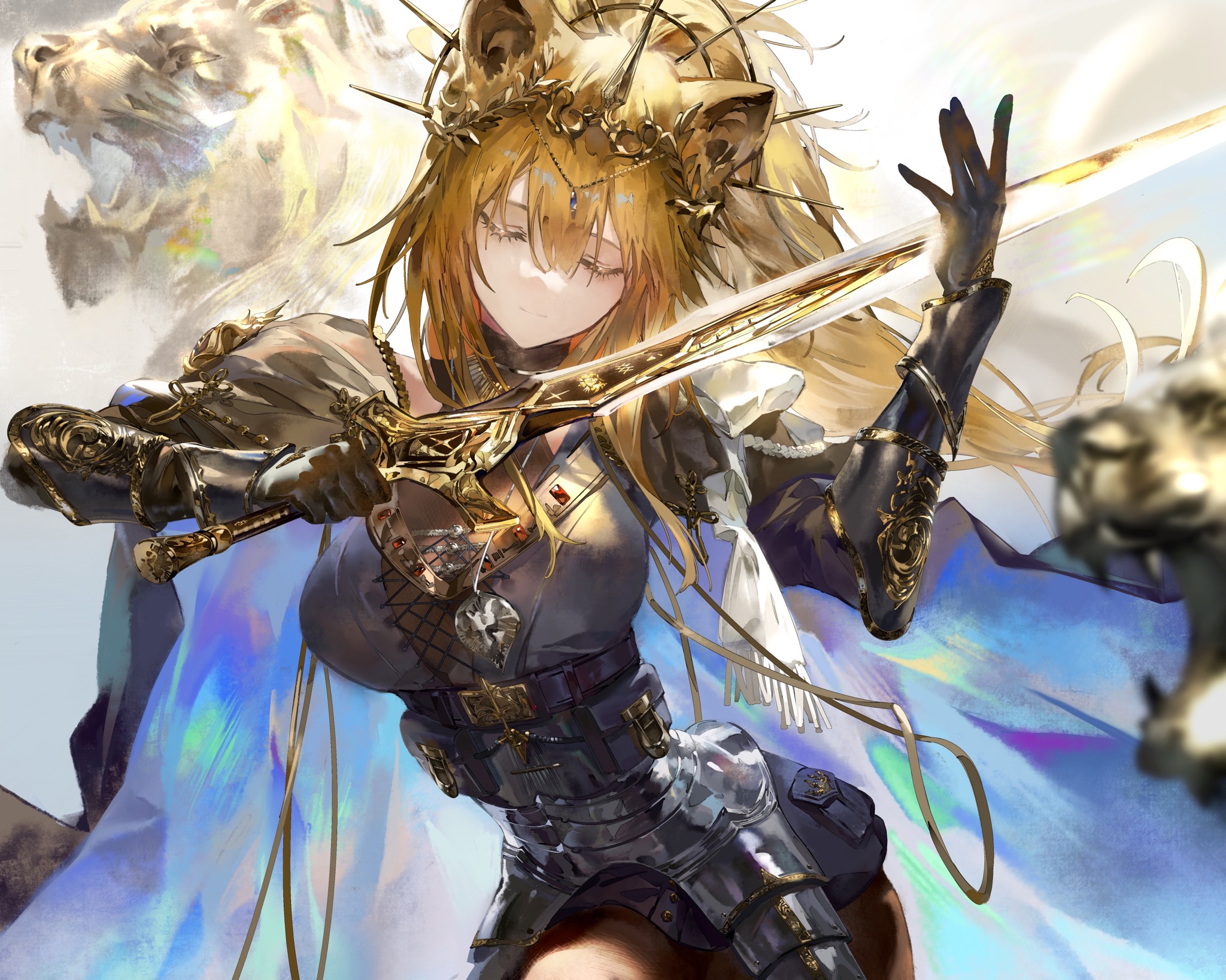 The Big ImageBoard (TBIB) - 1girl animal ears arknights armor armored dress black cape black ...