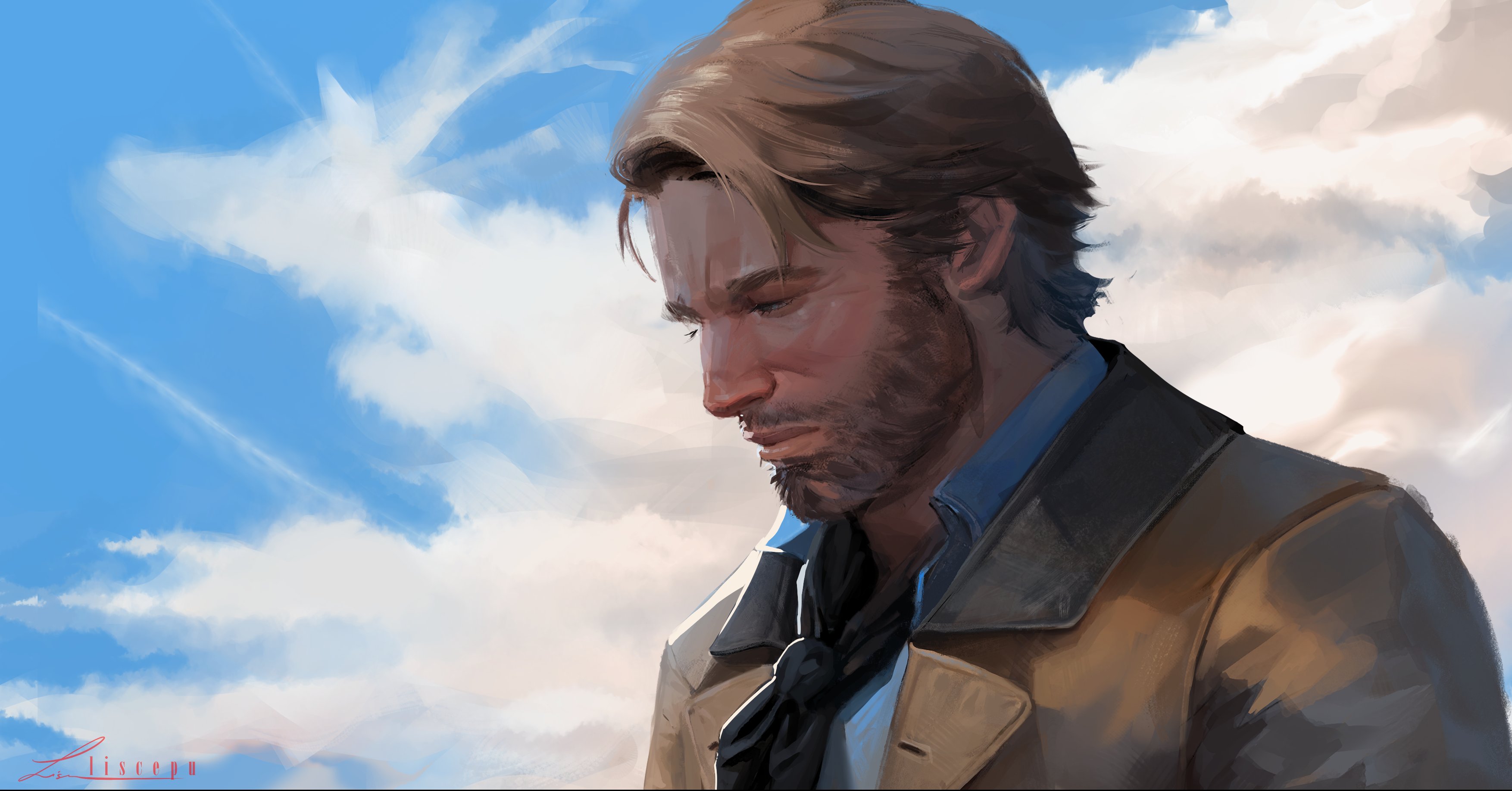 The Big ImageBoard (TBIB) - 1boy absurdres arthur morgan ascot beard black ascot brown coat ...