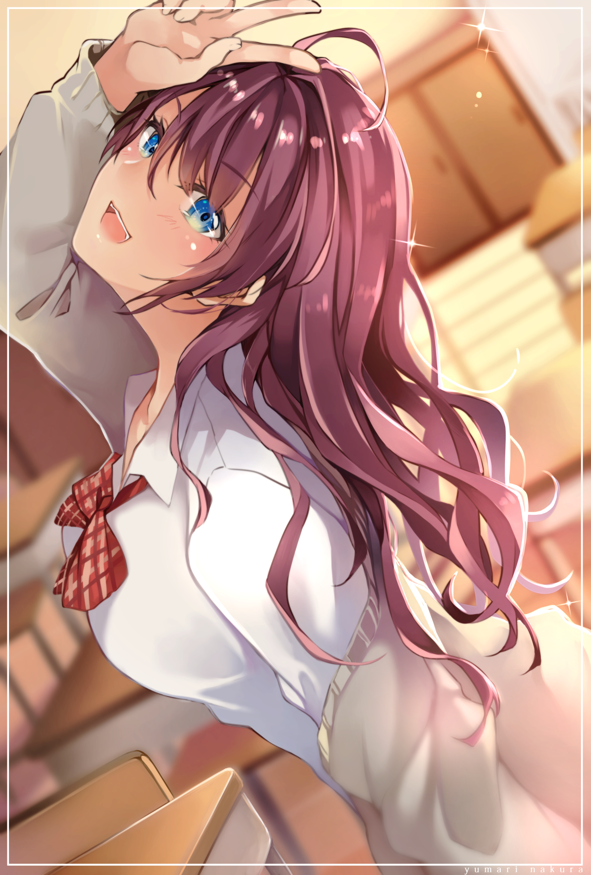 The Big Imageboard Tbib Ahoge Artist Name Blue Eyes Blush Bow