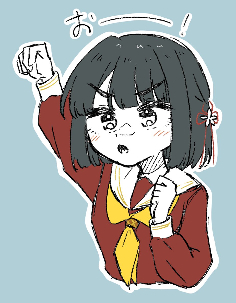 The Big ImageBoard (TBIB) - 1girl black hair blue background blunt ...