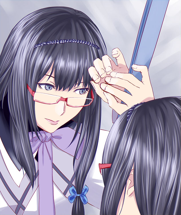 The Big Imageboard Tbib 1girl 3 Against Mirror Akemi Homura Akemi