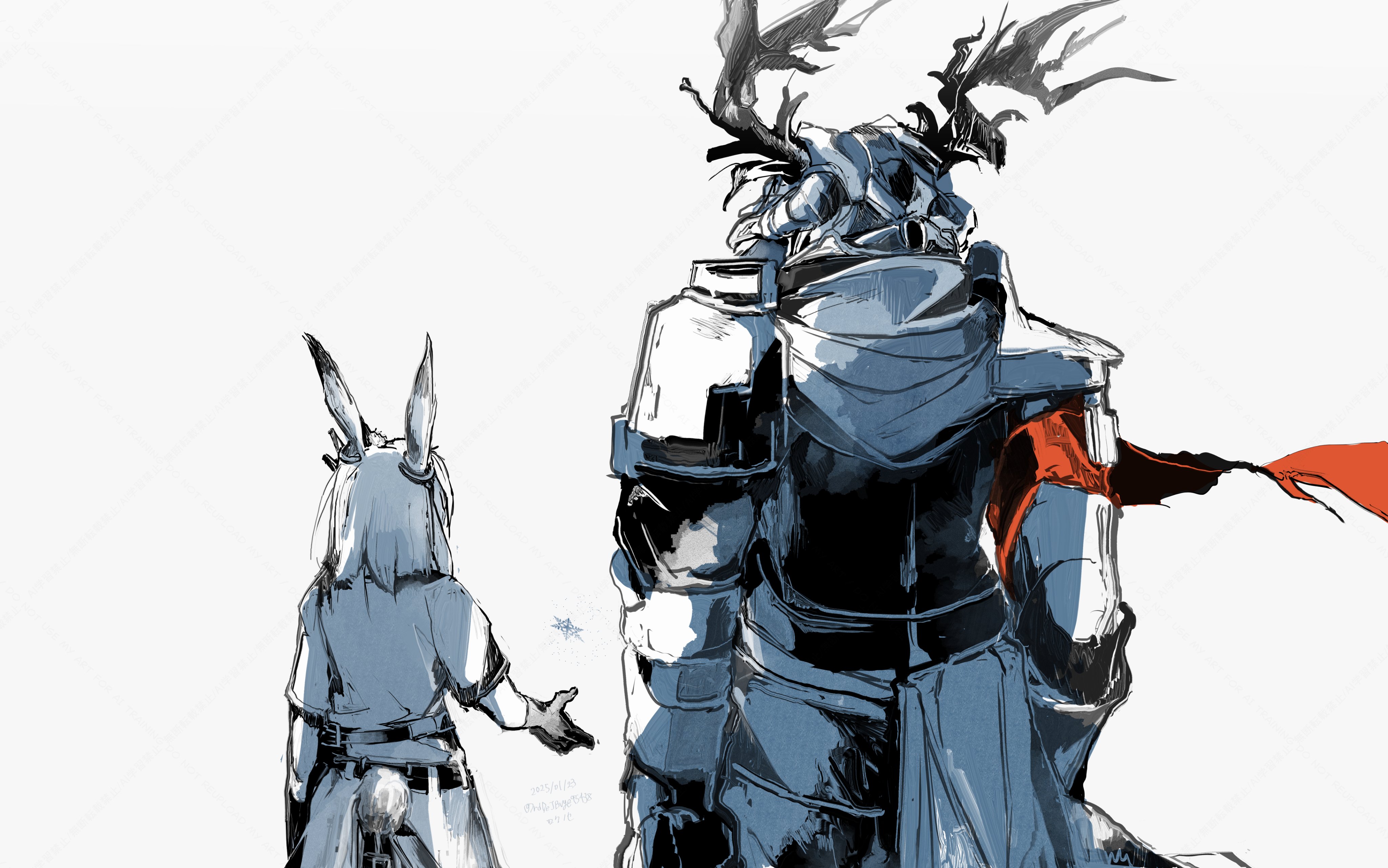 The Big ImageBoard (TBIB) - 1boy 1girl absurdres animal ears antlers arknights armband armor ...