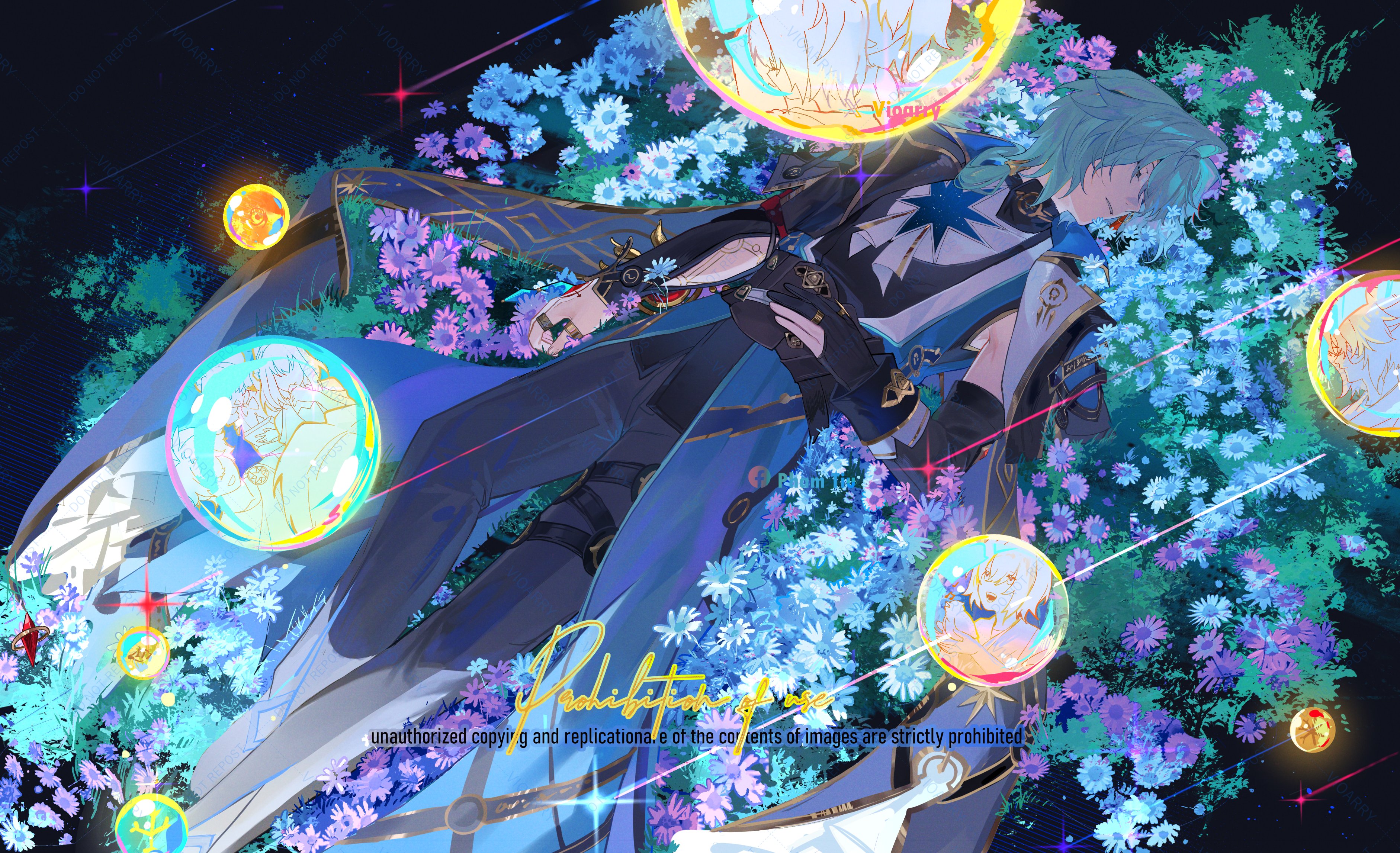 The Big ImageBoard (TBIB) - 1boy absurdres anaxa (honkai: star rail) aqua hair black gloves ...