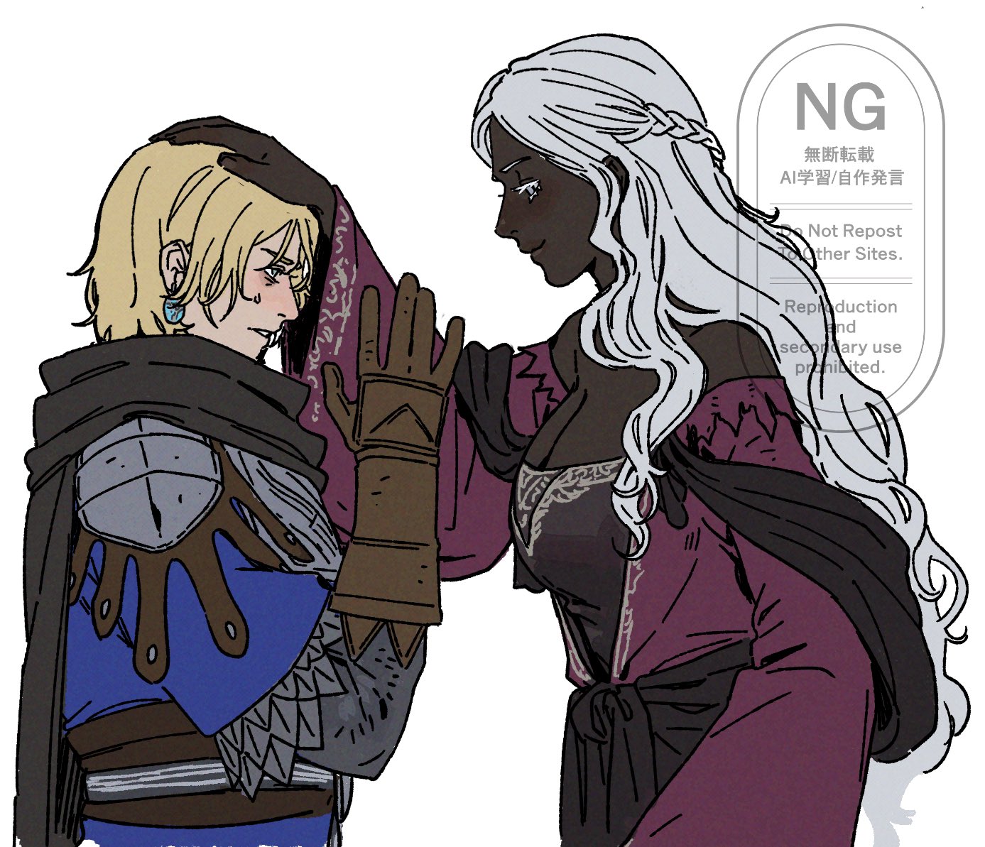 The Big ImageBoard (TBIB) - 1girl black skin blonde hair blue eyes breasts chocytd cleavage ...