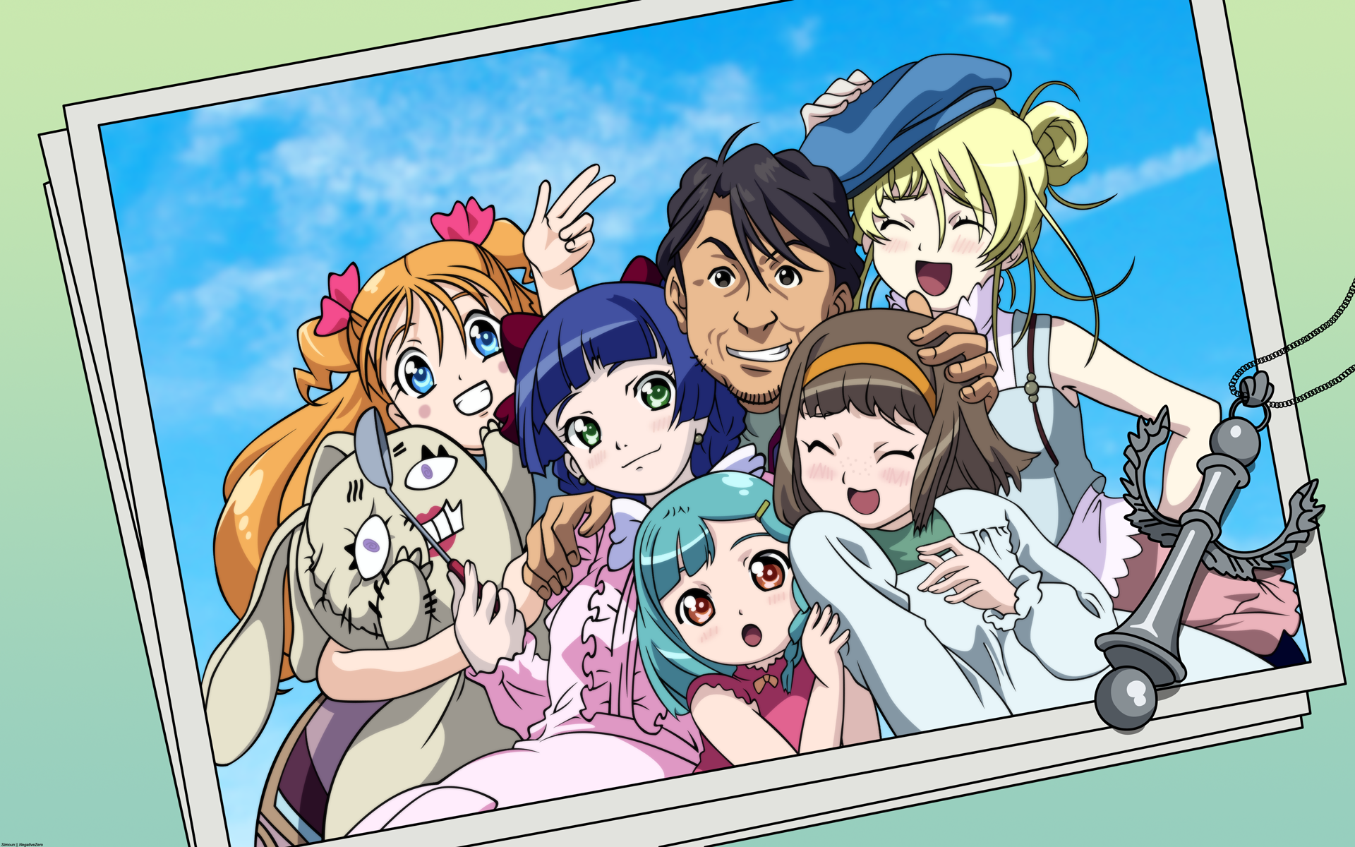 The Big ImageBoard (TBIB) - 1boy 5girls aeru (simoun) blonde hair blue ...