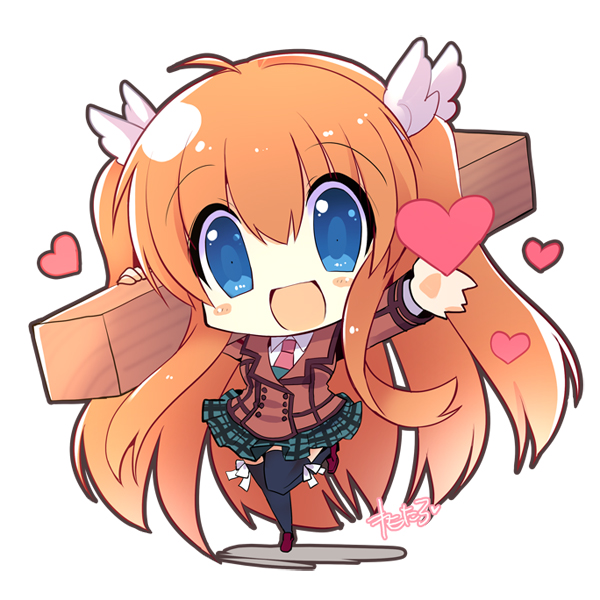 The Big ImageBoard (TBIB) - 1girl blue eyes brown hair chibi commentary request long hair ootori ...